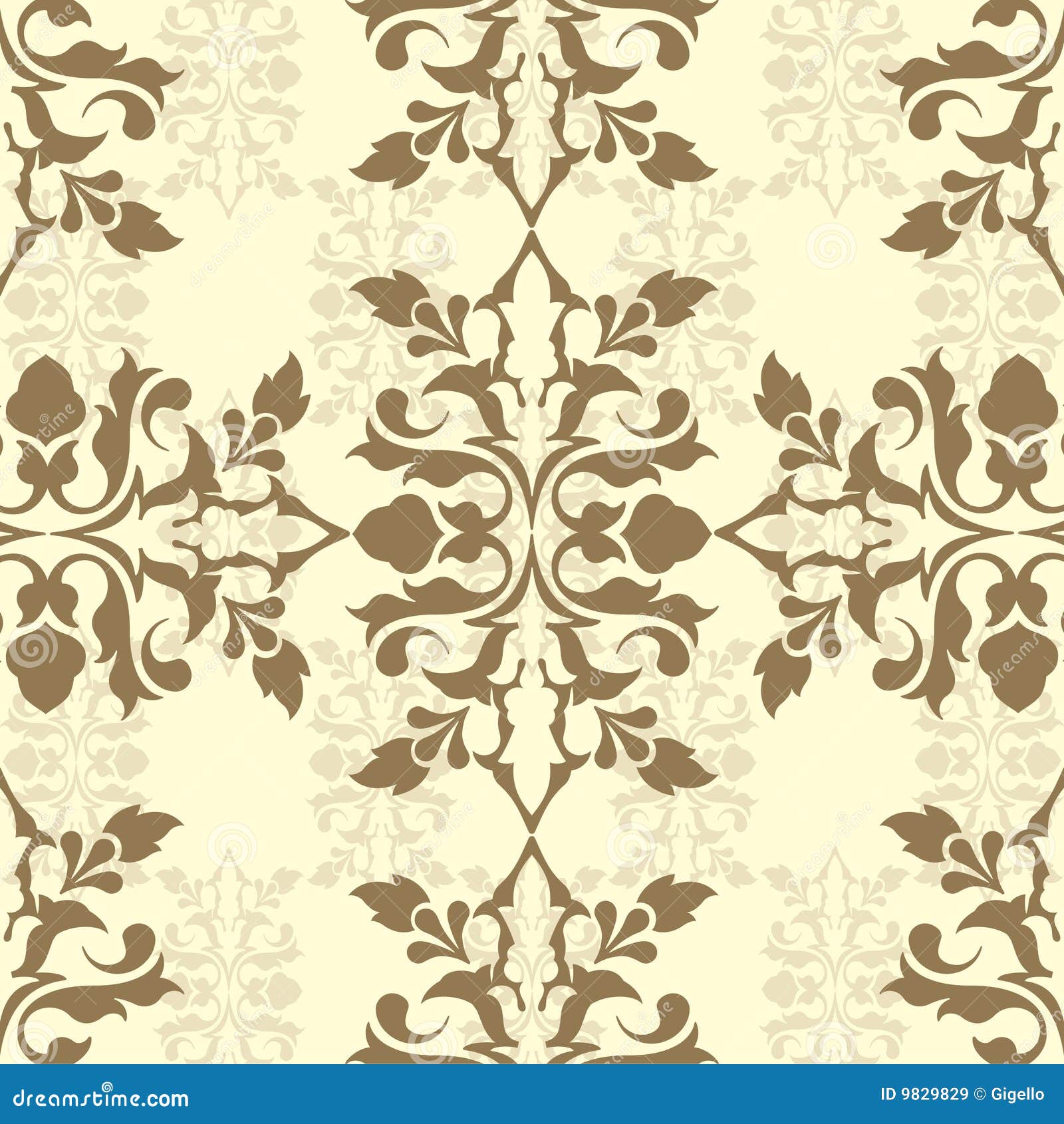 Brown damask wallpaper stock vector. Illustration of symbol - 9829829