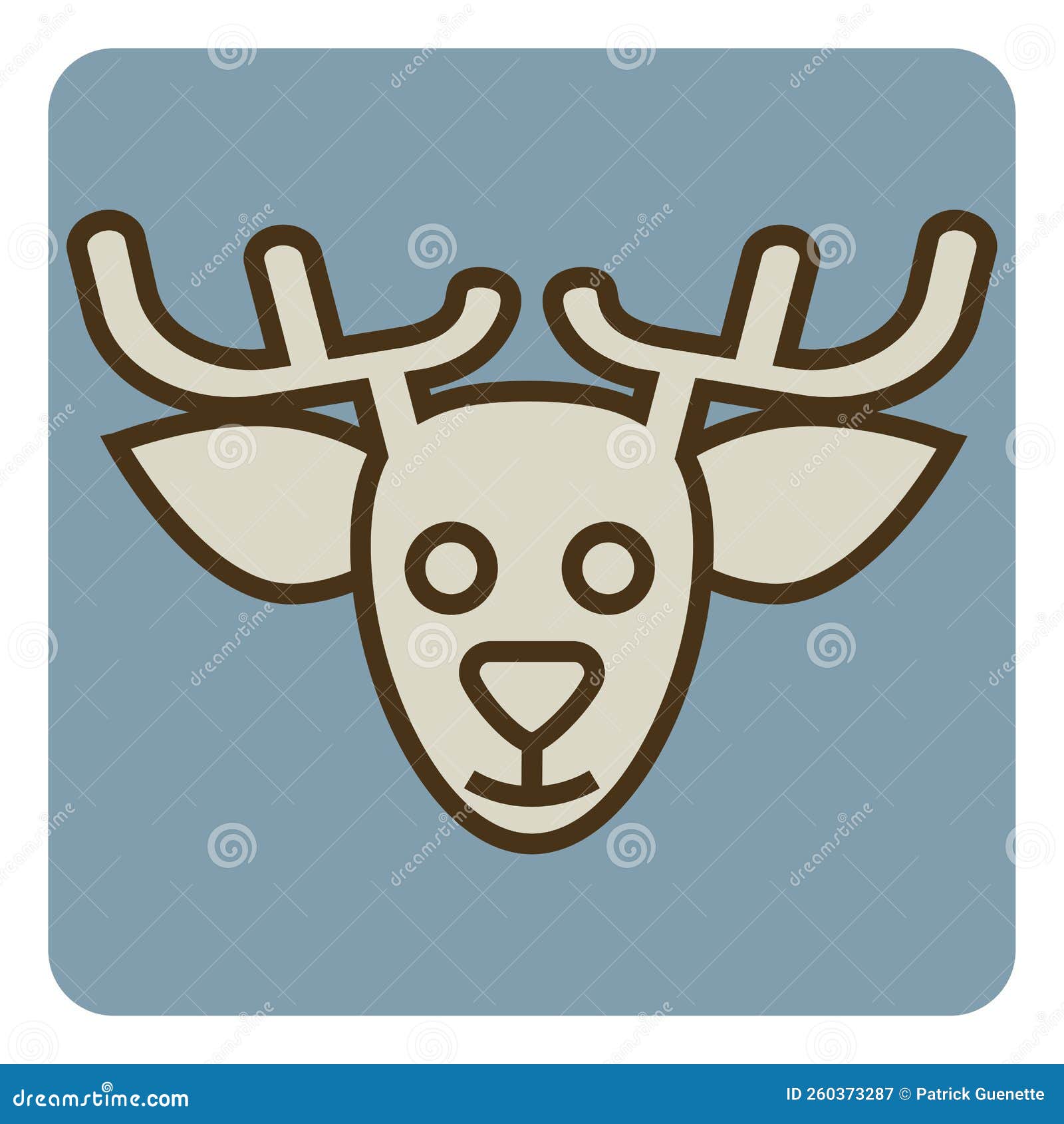 Brown deer head, icon stock vector. Illustration of young - 260373287