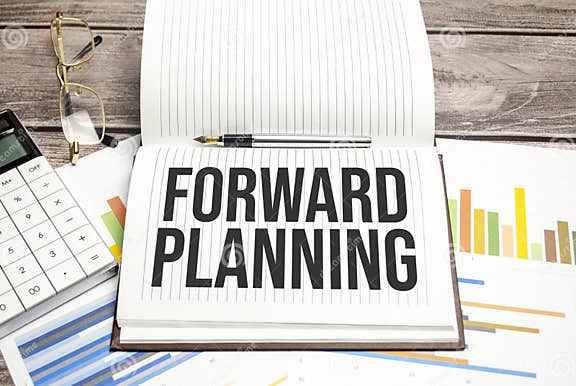 Brown Diary, Charts, Pen and Forward Planning Words Stock Photo - Image ...