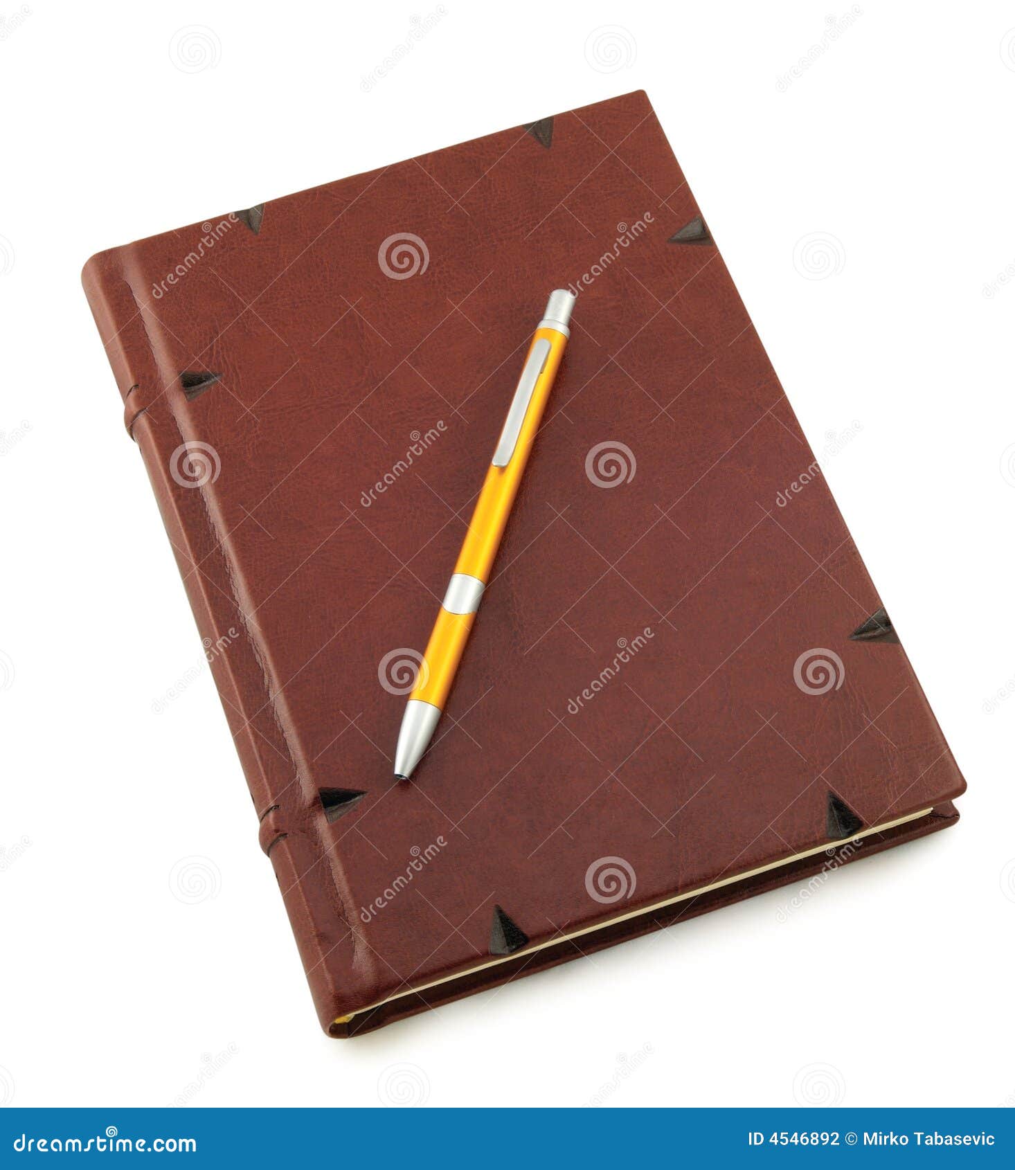 Brown Diary with a Yellow Pen Stock Photo - Image of medium, document ...