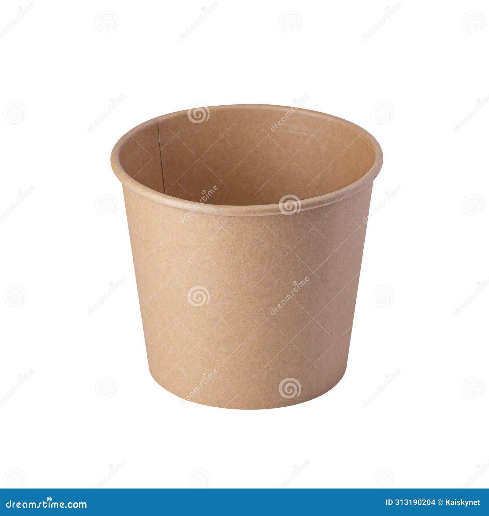 Brown Disposable Paper Bucket Isolated on a White Background Stock ...