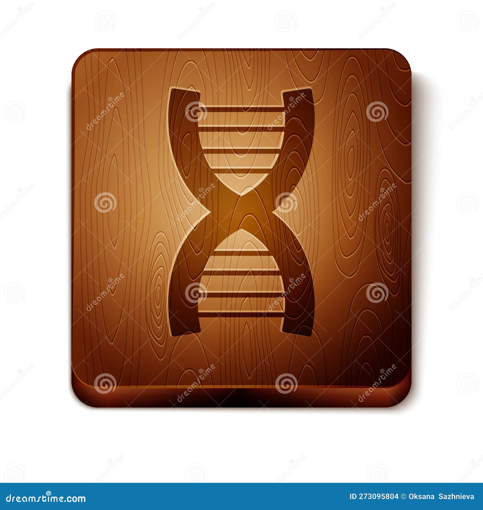 Brown DNA Symbol Icon Isolated on White Background. Wooden Square ...