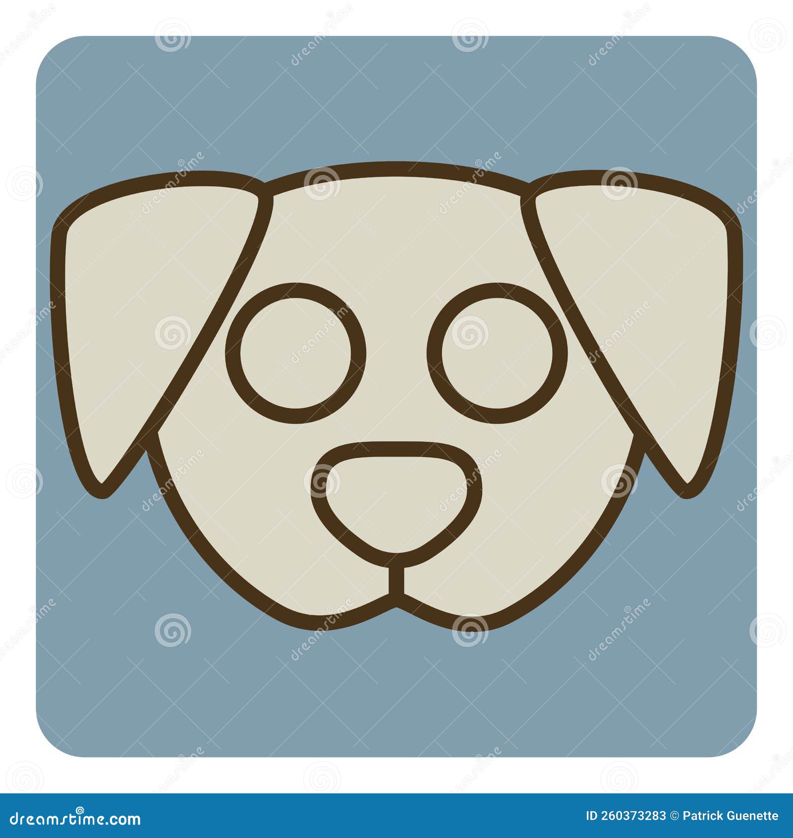Brown dog head, icon stock vector. Illustration of vector - 260373283