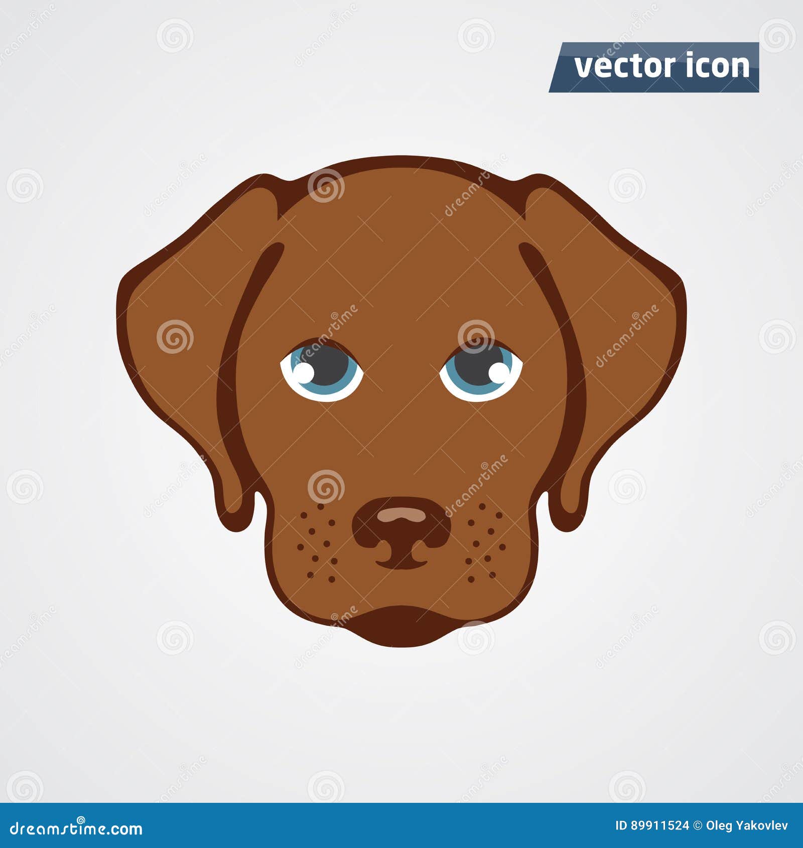 Brown dog icon stock vector. Illustration of flat, label - 89911524