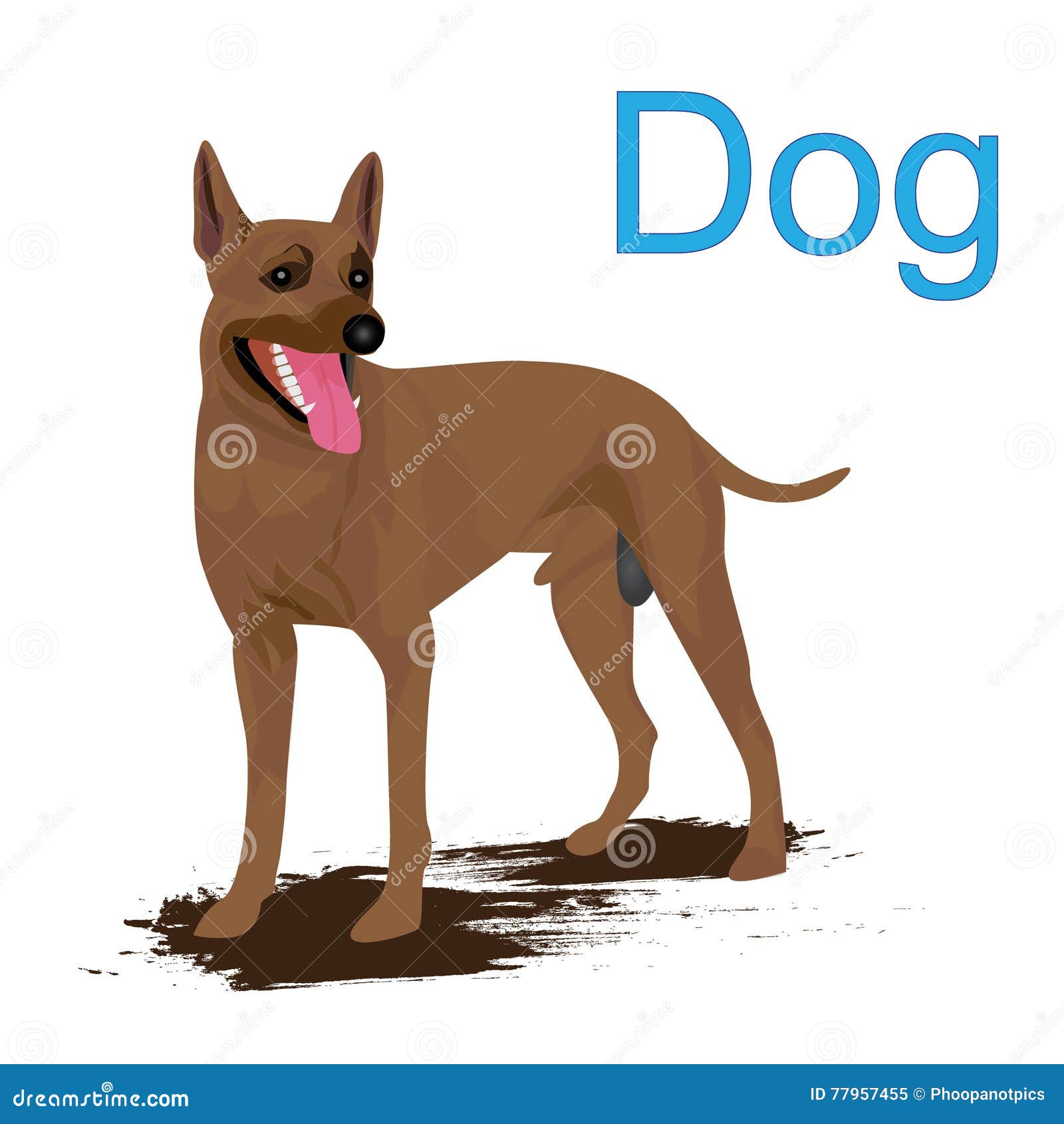 Brown dog stock vector. Illustration of doggy, mouth - 77957455
