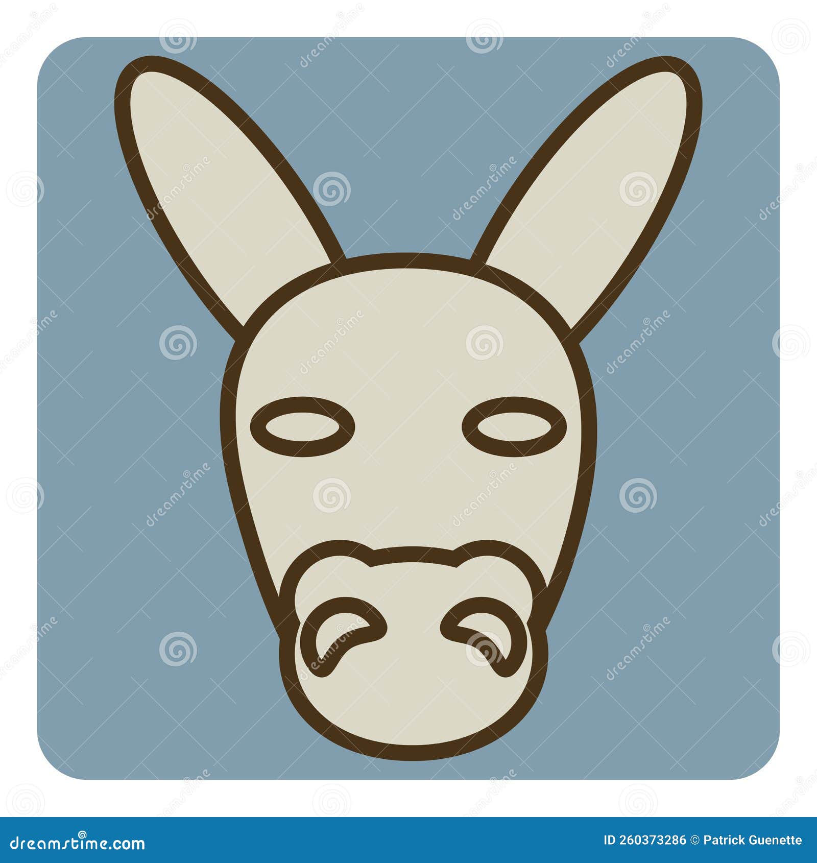 Brown donkey head, icon stock vector. Illustration of vector - 260373286