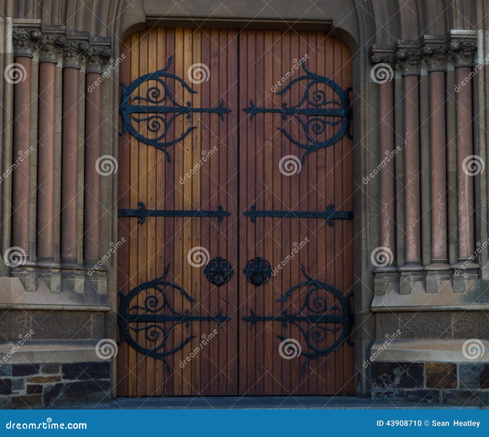 Brown Door 1 stock photo. Image of hinges, church, knobs - 43908710