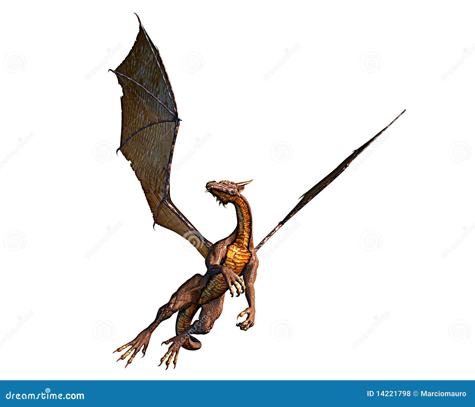 Brown Dragon Flying and Hunting Stock Illustration - Illustration of ...