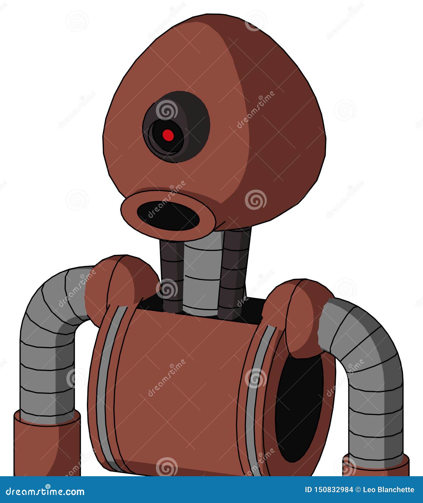 Brown Droid With Rounded Head And Vent Mouth And Black Cyclops Eye And ...