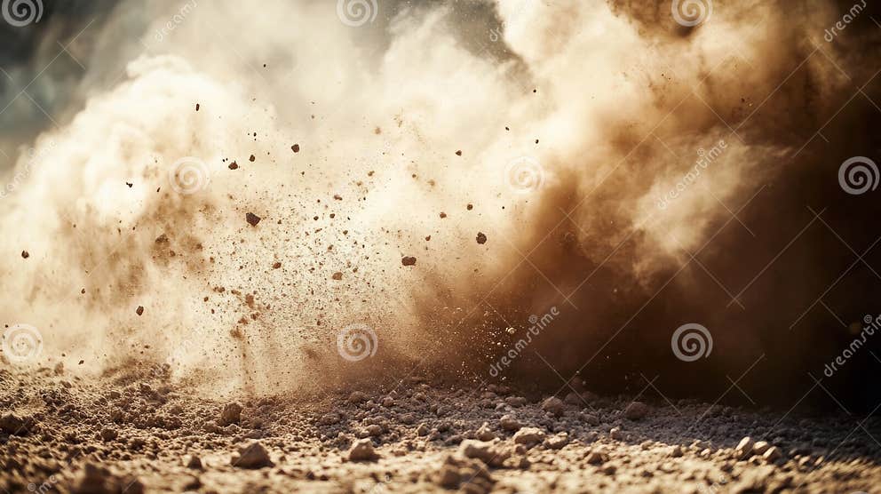Brown Dust Cloud Explosion Earth Particles Airborne Stock Illustration ...