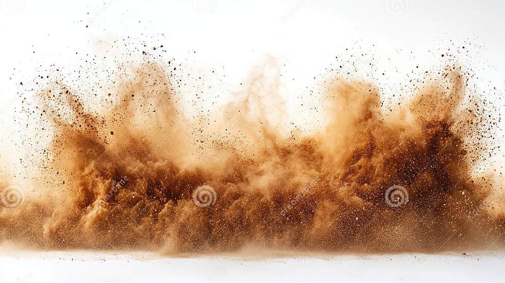 Brown Dust Cloud Explosion Isolated on White Background Stock ...