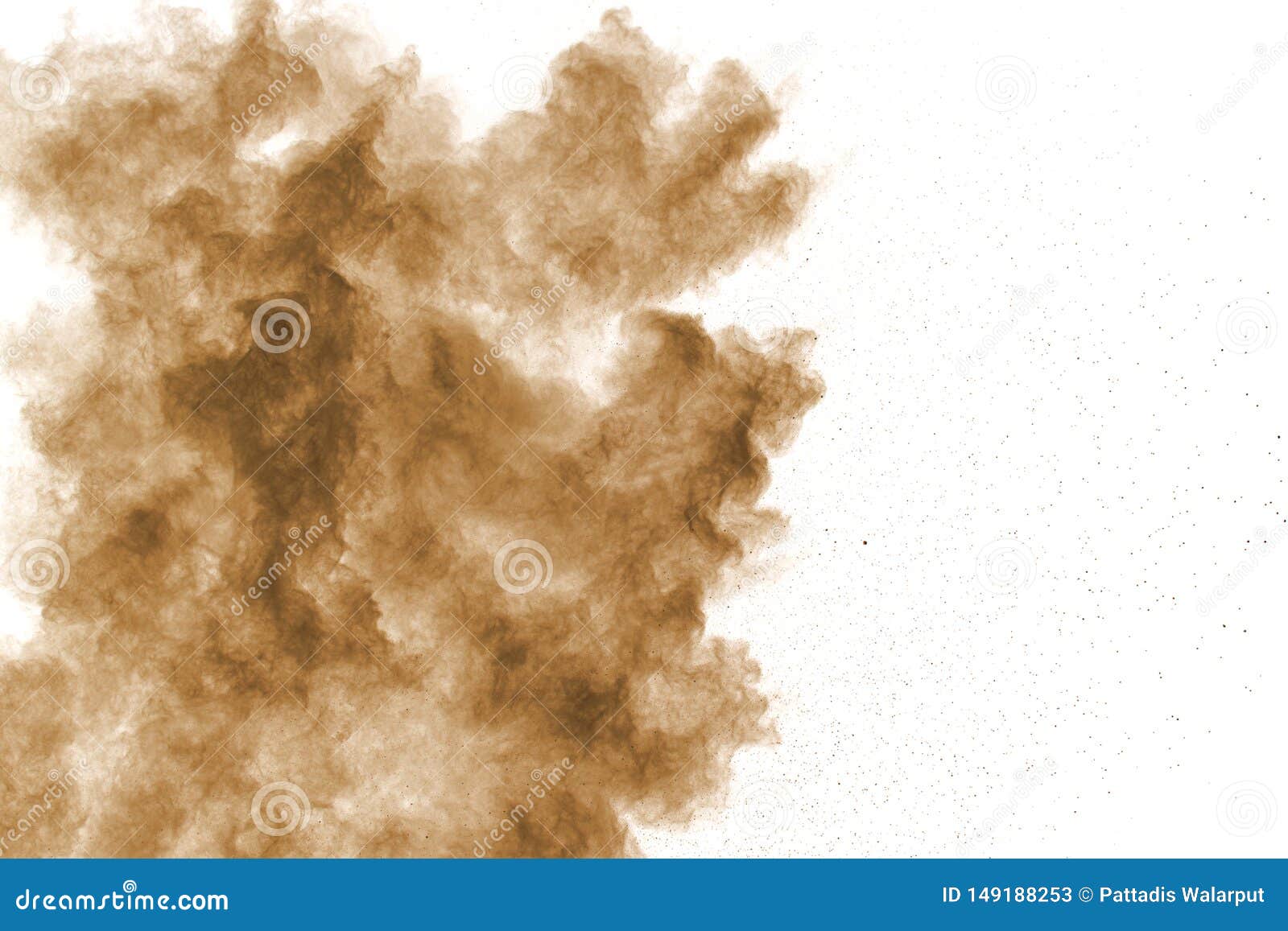 Brown Dust Cloud.Brown Particles Splattered on White Background Stock ...