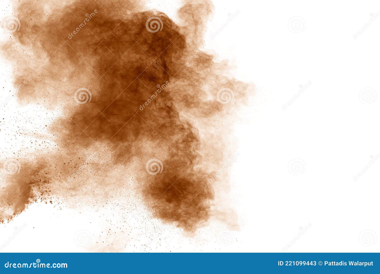 Brown Dust Explosion Cloud.Brown Particles Splatter on White Background ...