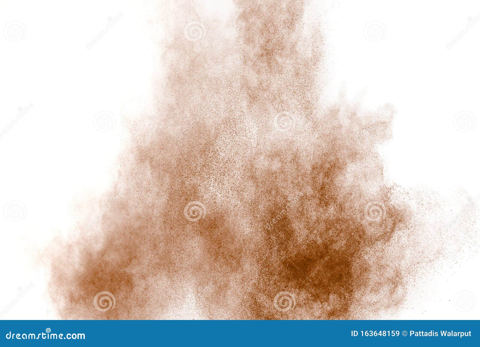 Brown Dust Explosion Cloud.Brown Particles Splatter on White Background ...