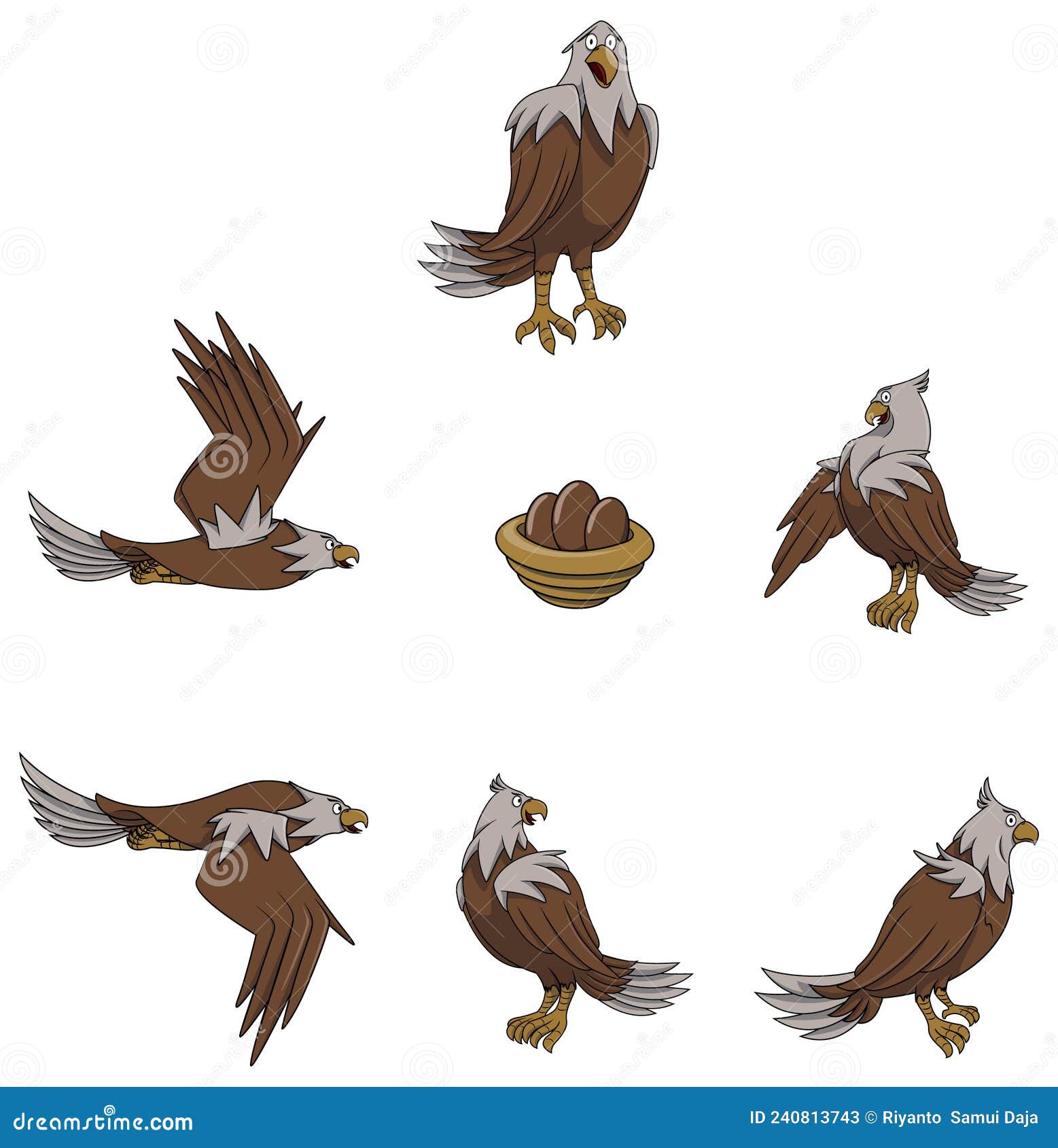 Brown Eagle Collection Color Illustration Stock Vector - Illustration ...