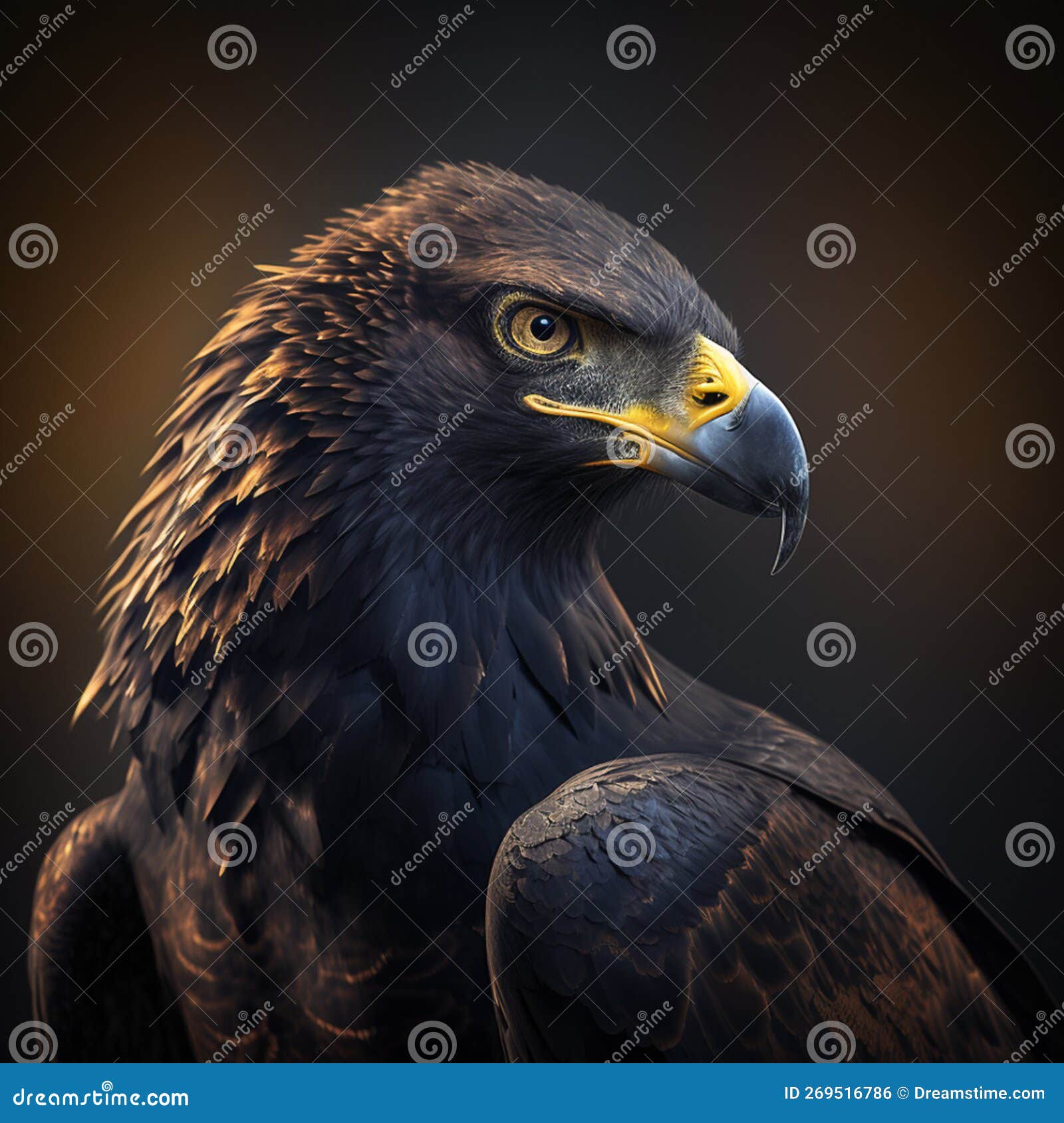 The Brown Eagle Staring High in the Sky, Its Wings Outstretched As it ...