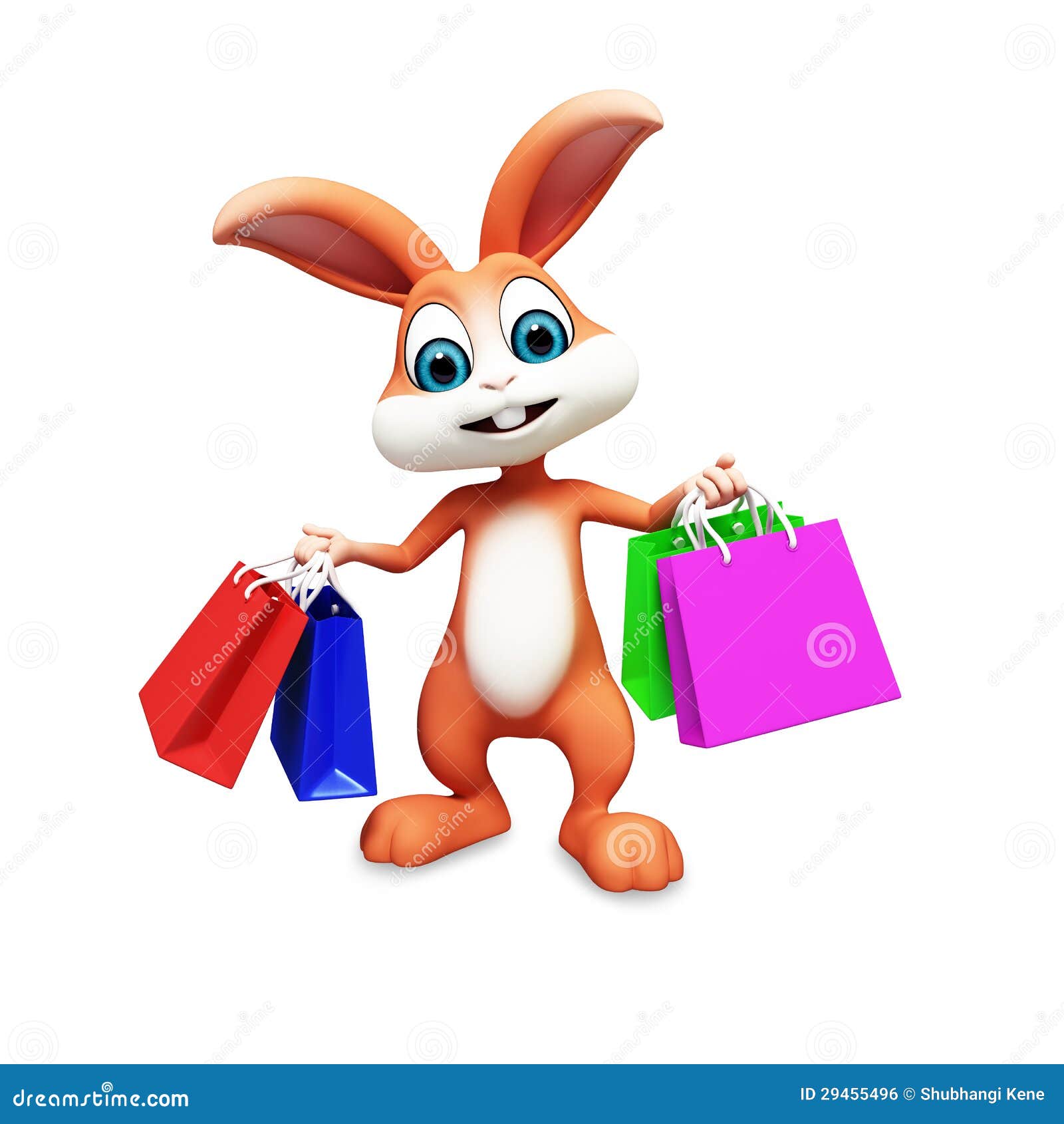 Brown Easter Bunny with Bags Stock Illustration - Illustration of ...