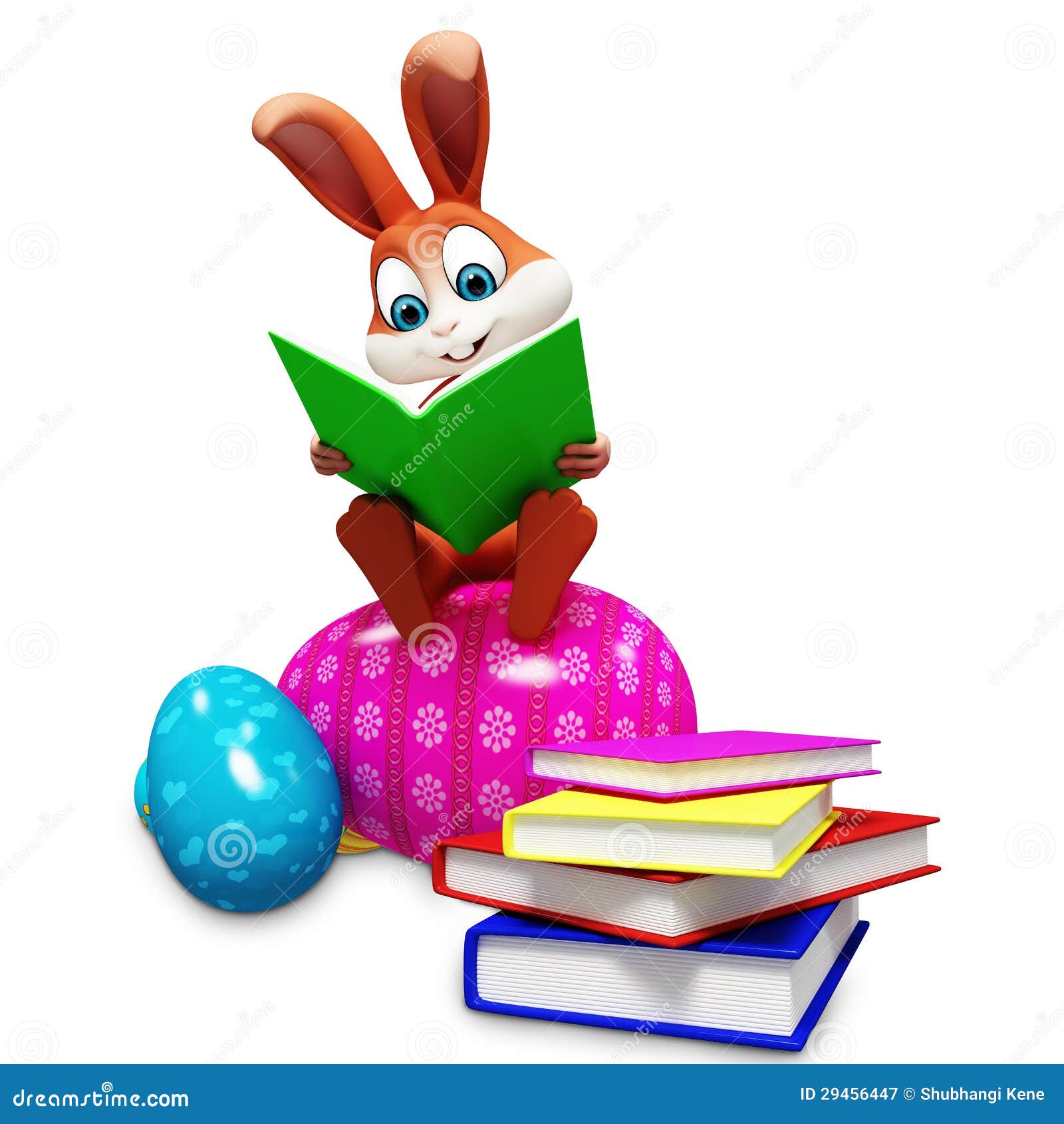 Brown Easter Bunny with Notebook Stock Illustration - Illustration of ...