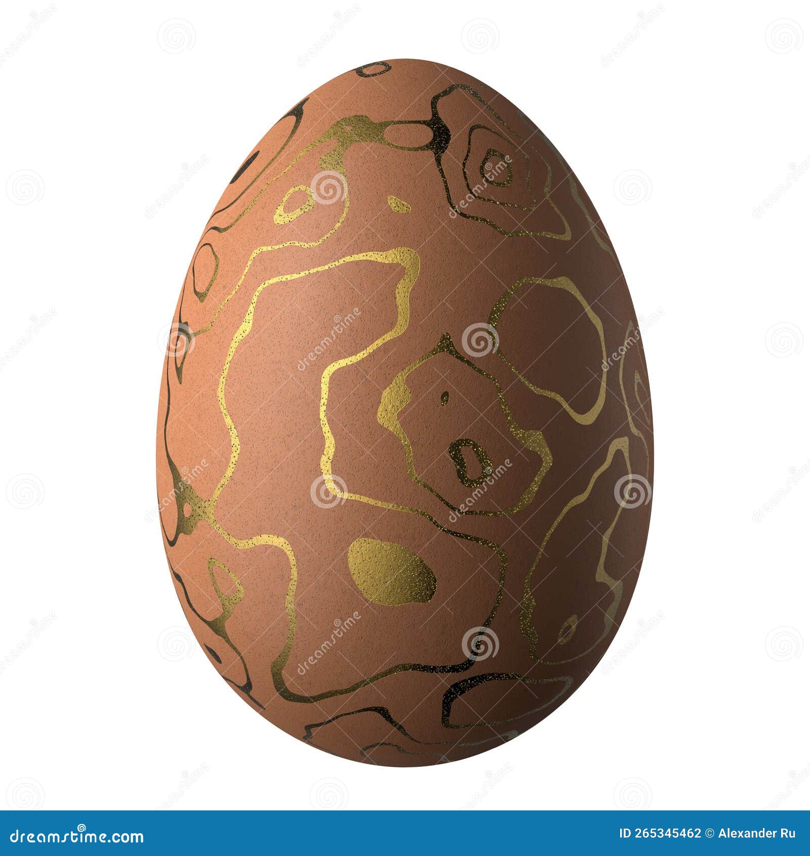 Brown Easter Egg. Easter Egg in Brown Color with an Abstract Golden ...