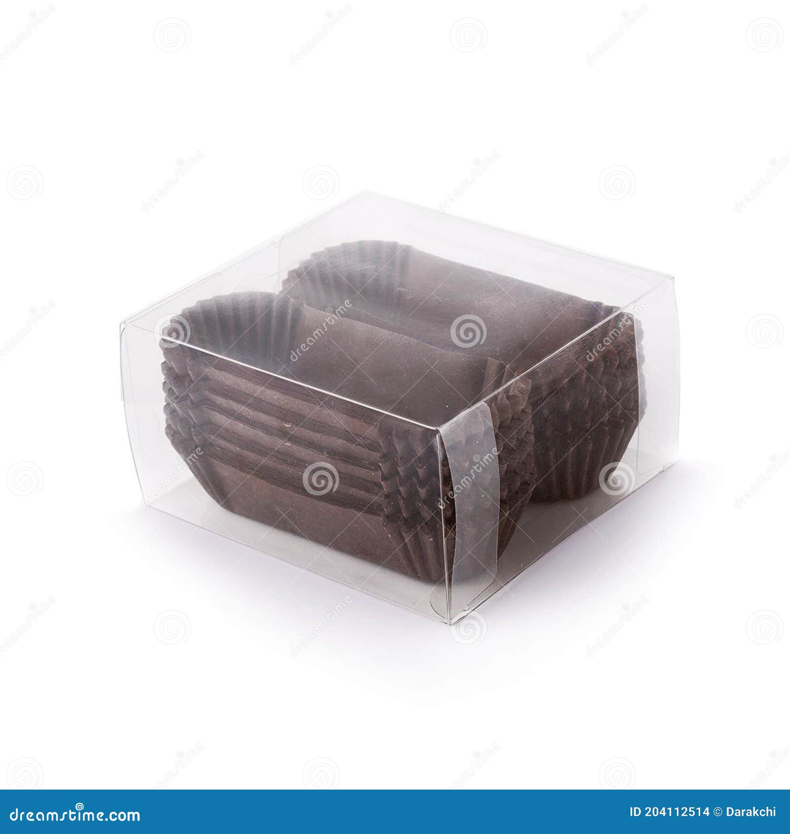 Brown Eclairs Paper Forms in a Plastic Box Isolated Over White ...