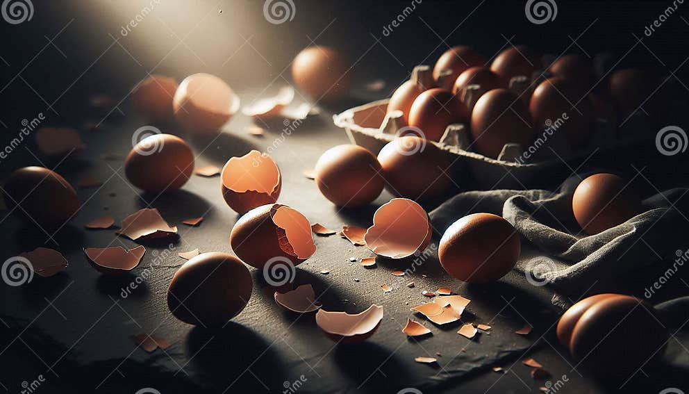 Brown Eggs with Shells and Light Reflection Stock Illustration ...