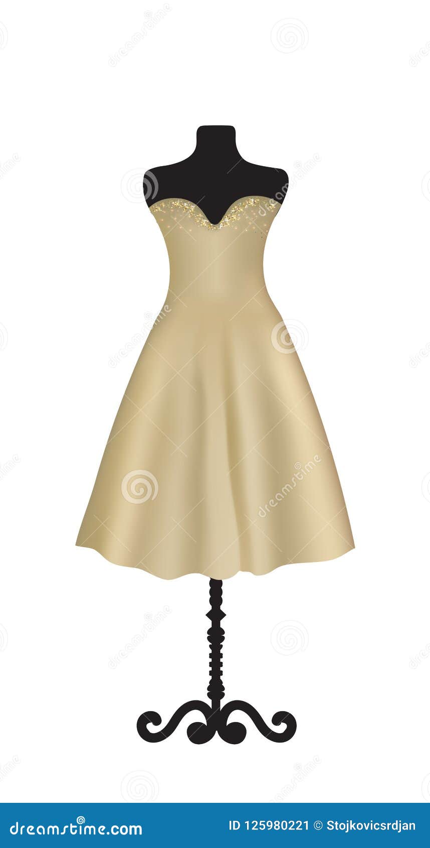 Brown Elegant Dress on Mannequin Stock Vector - Illustration of luxury ...