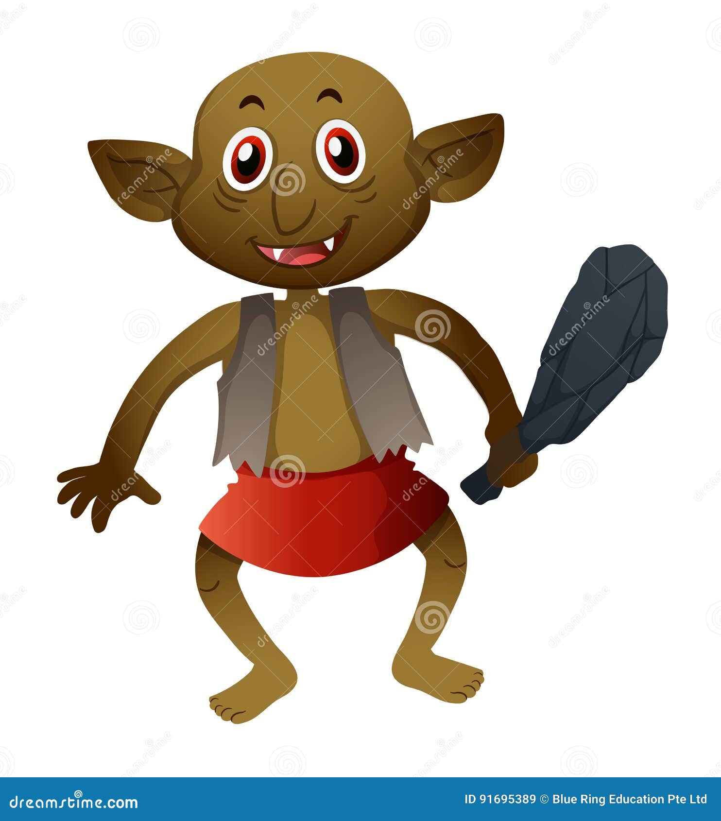 Brown elf with hammer stock vector. Illustration of rock - 91695389