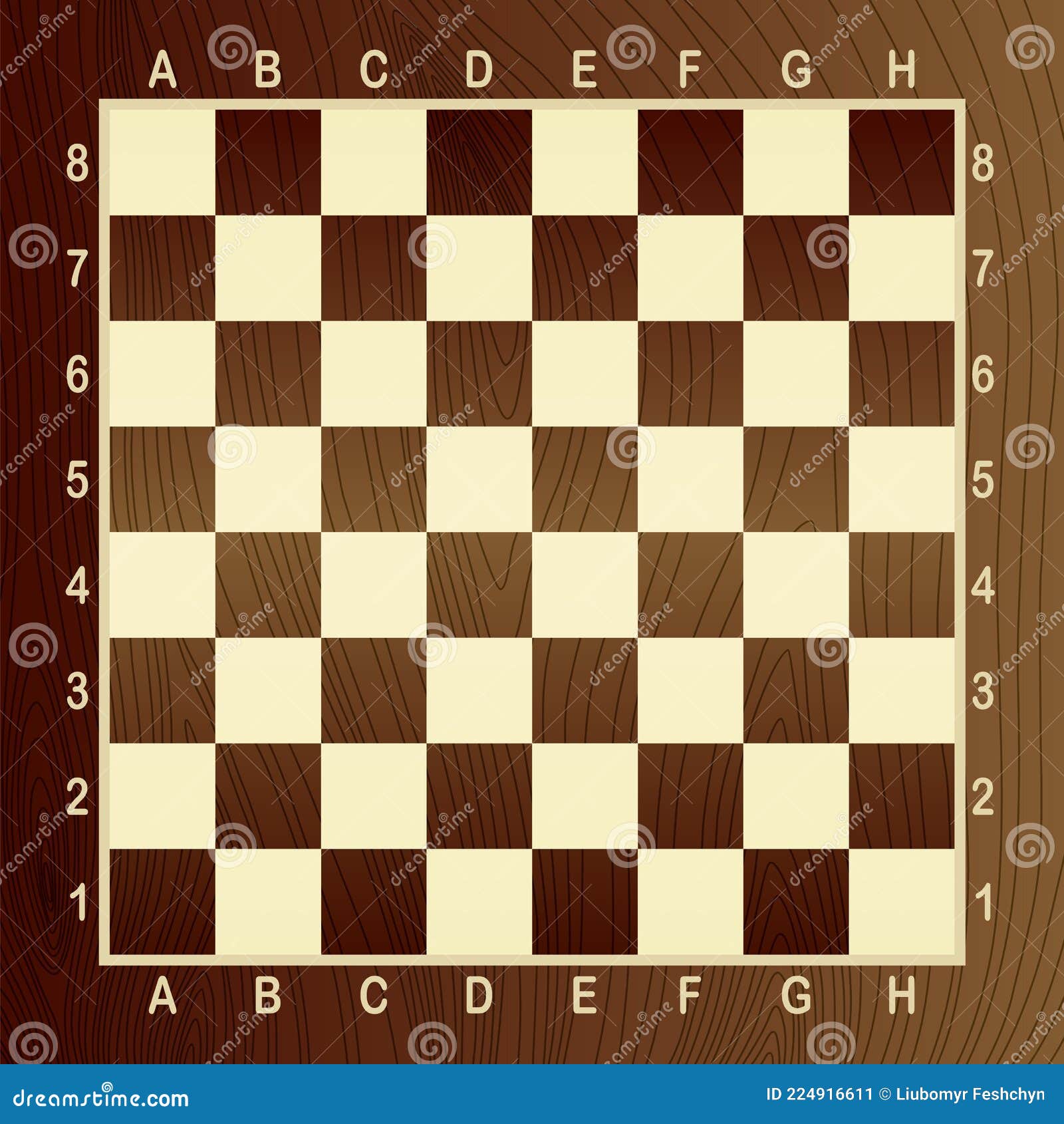 Brown Empty Chess Board. Concept of Graphic Vector Illustration Stock ...