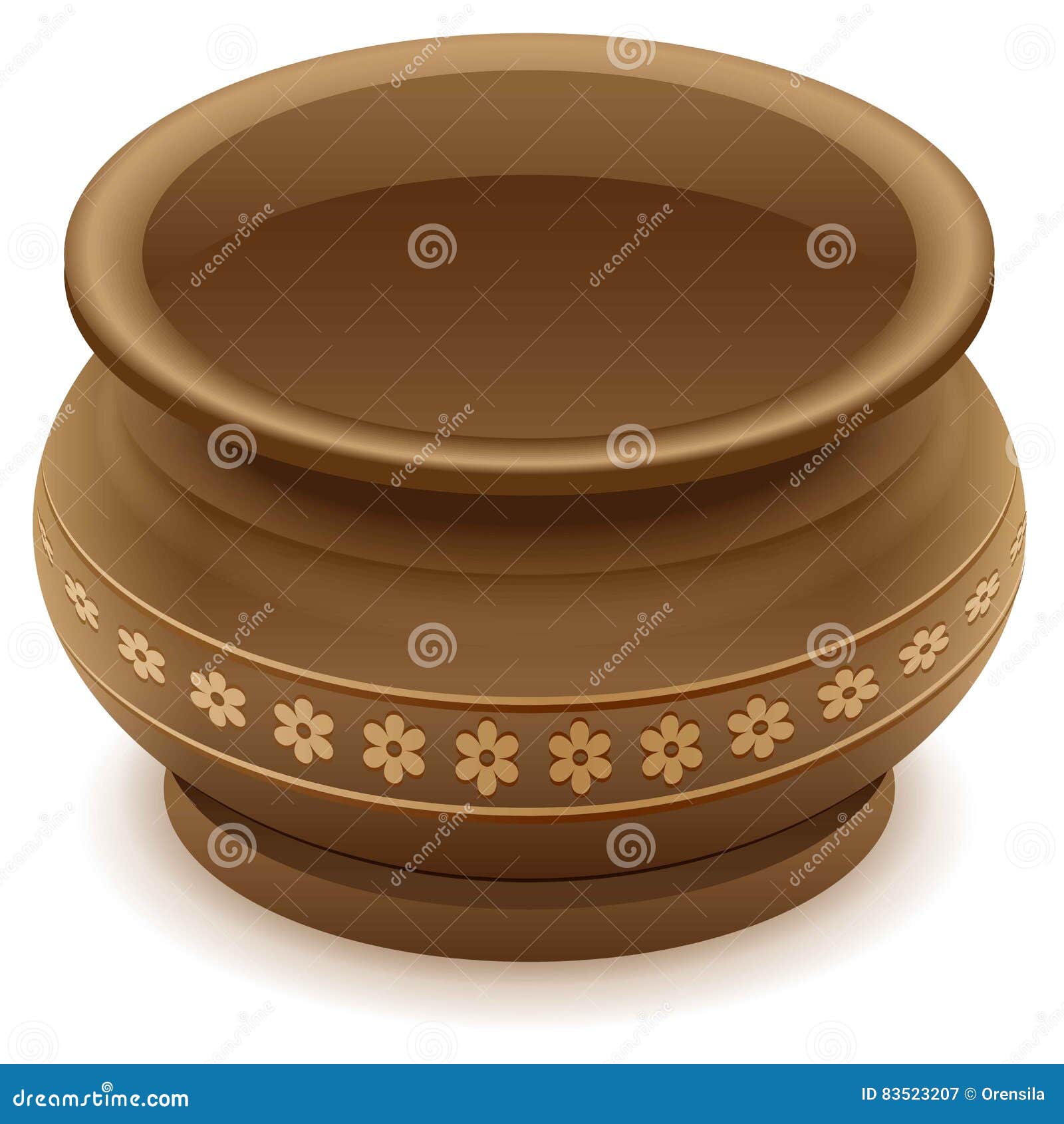 Brown Empty Clay Ceramic Pot Stock Vector - Illustration of white ...