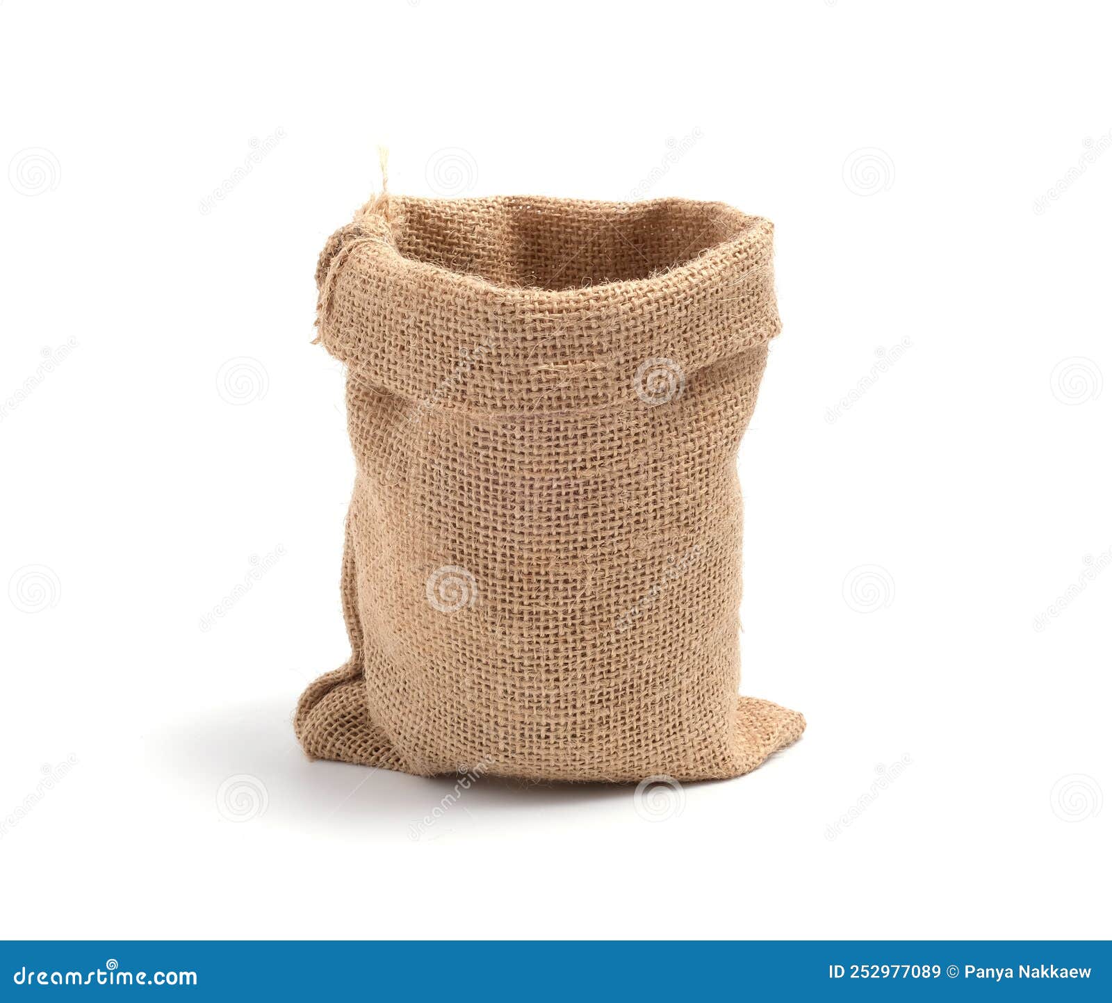 Brown Empty Sack Bag, Small Isolated on White Background Stock Image ...