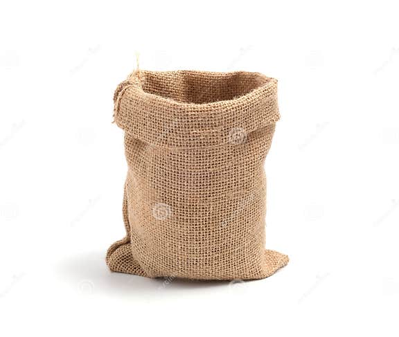 Brown Empty Sack Bag, Small Isolated on White Background Stock Image ...