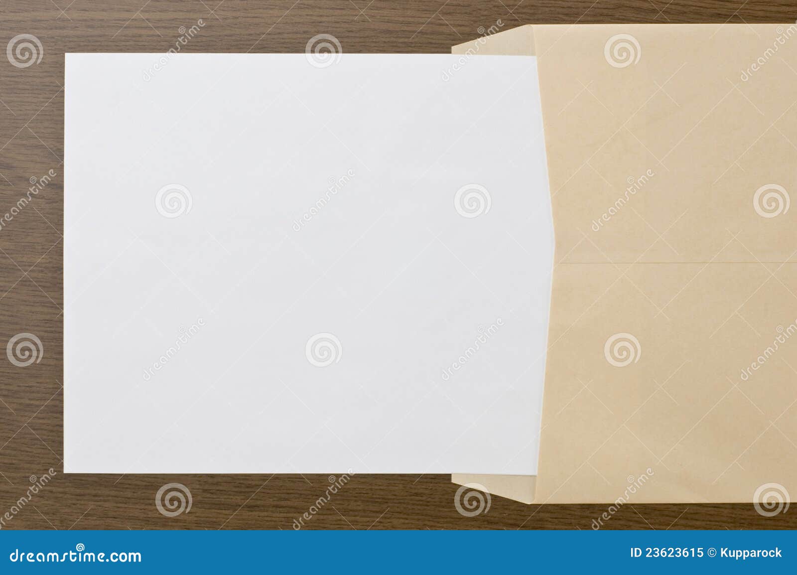 Brown Envelope and Blank Paper Stock Image - Image of indoor, memo ...