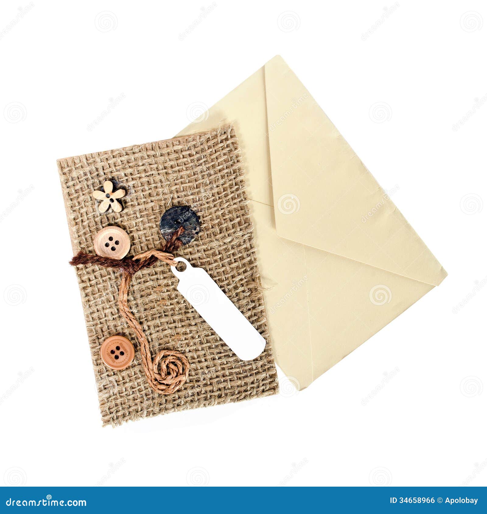 Brown Envelope with Card Isolated on White Background Stock Photo ...