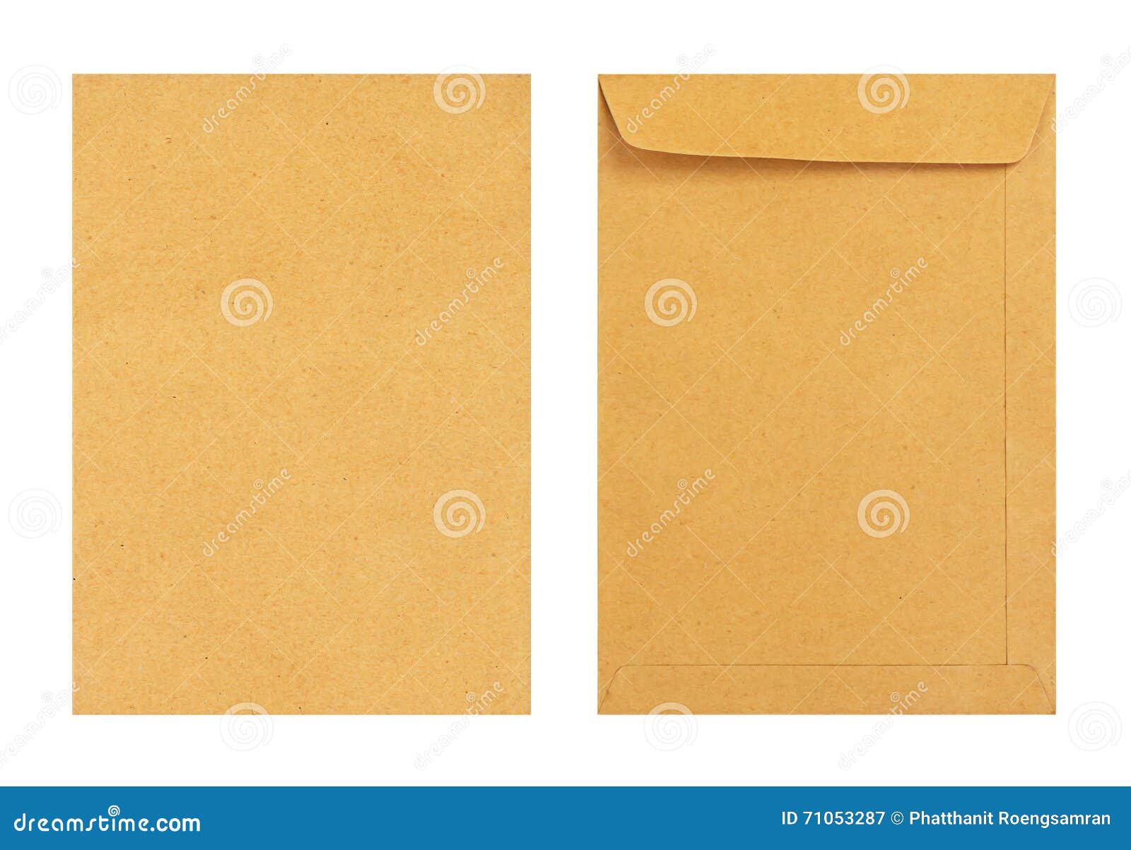 Brown Envelope Front and Back Isolate on White Background, Clipping ...