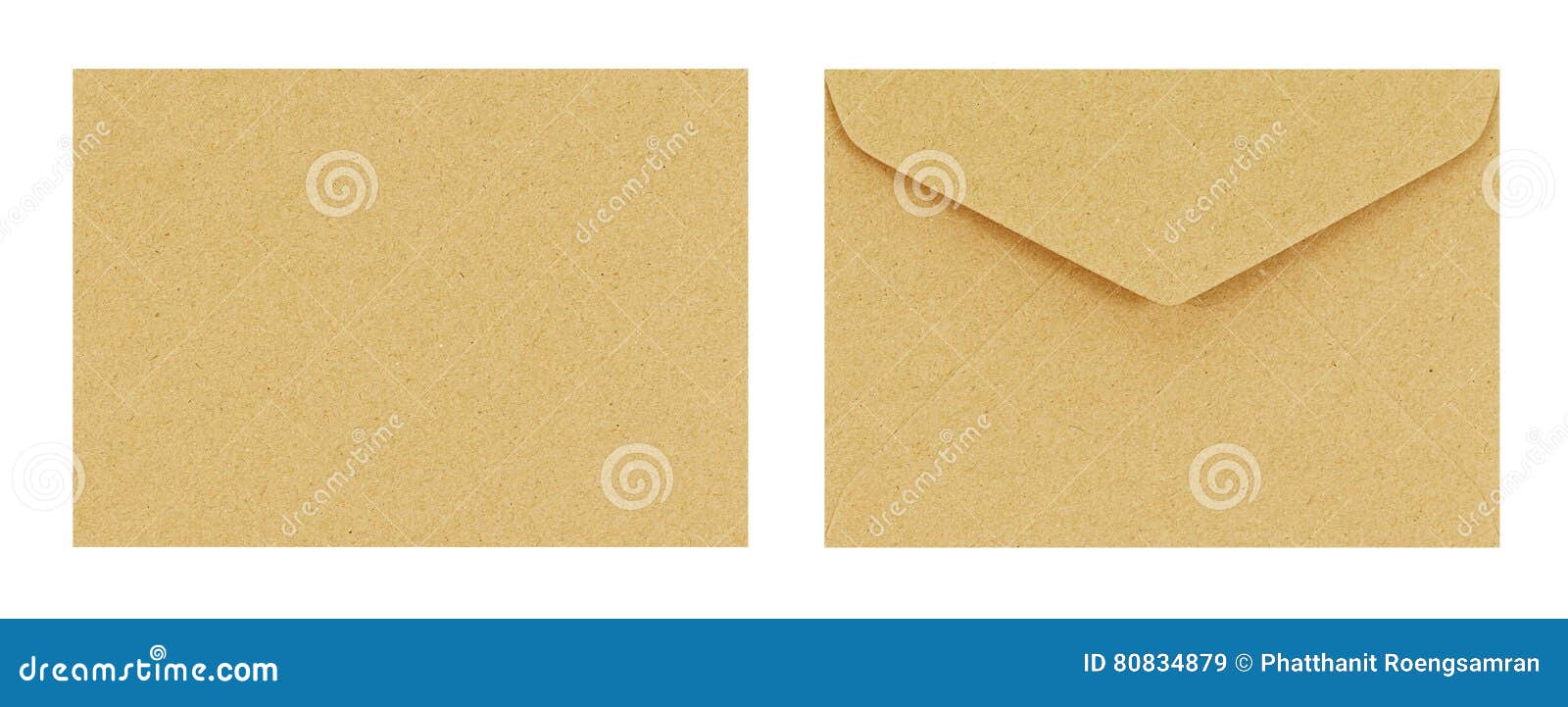 Brown Envelope Front and Back Isolate on White Background, Clipping ...