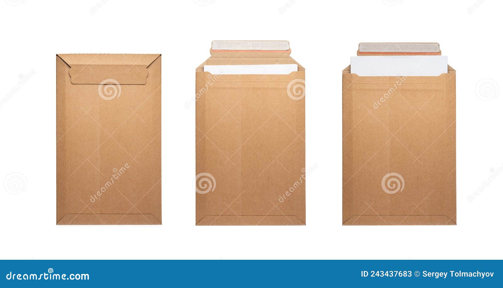 Brown Envelope Front and Back Isolated on White Background. Letter Top ...