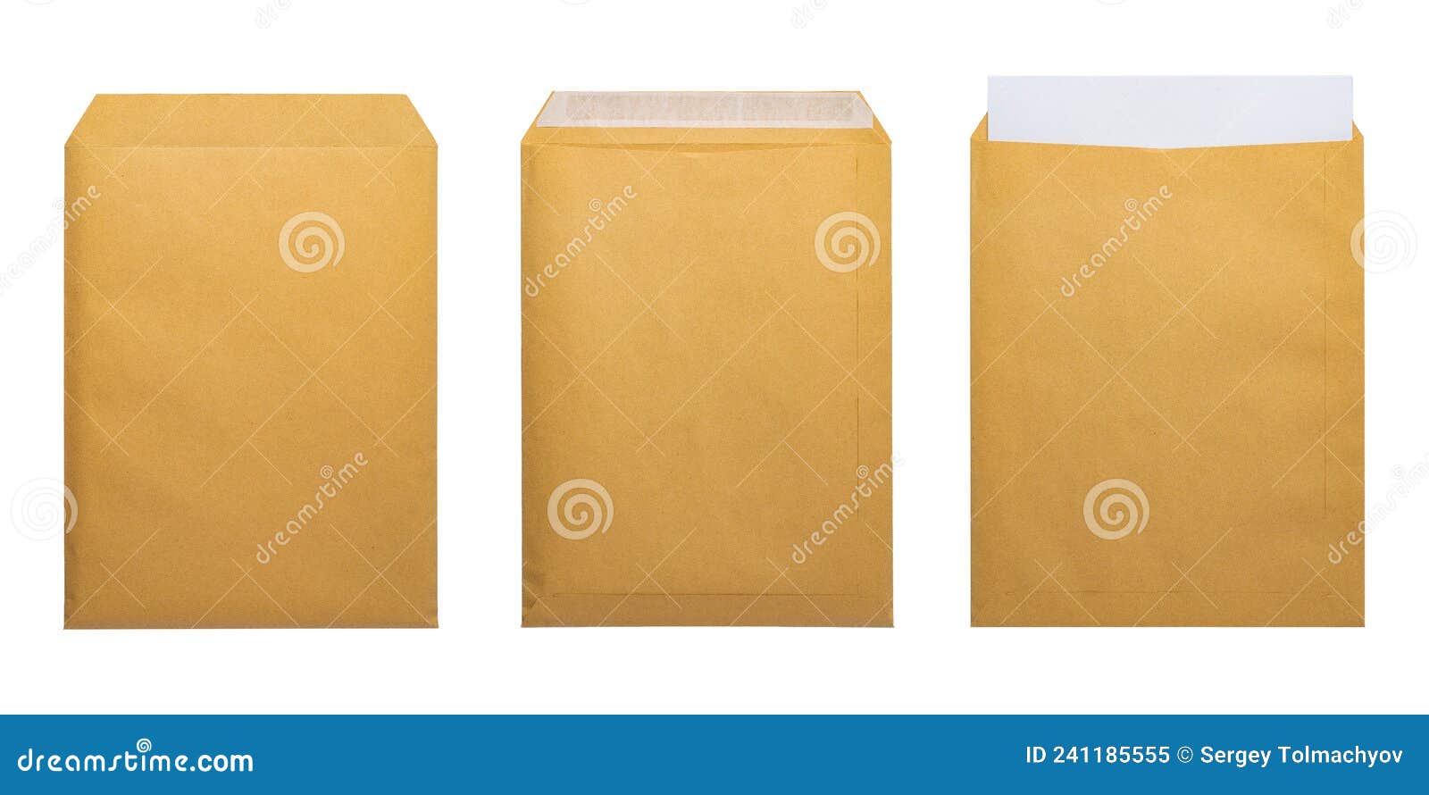 Brown Envelope Front and Back Isolated on White Background. Letter Top ...