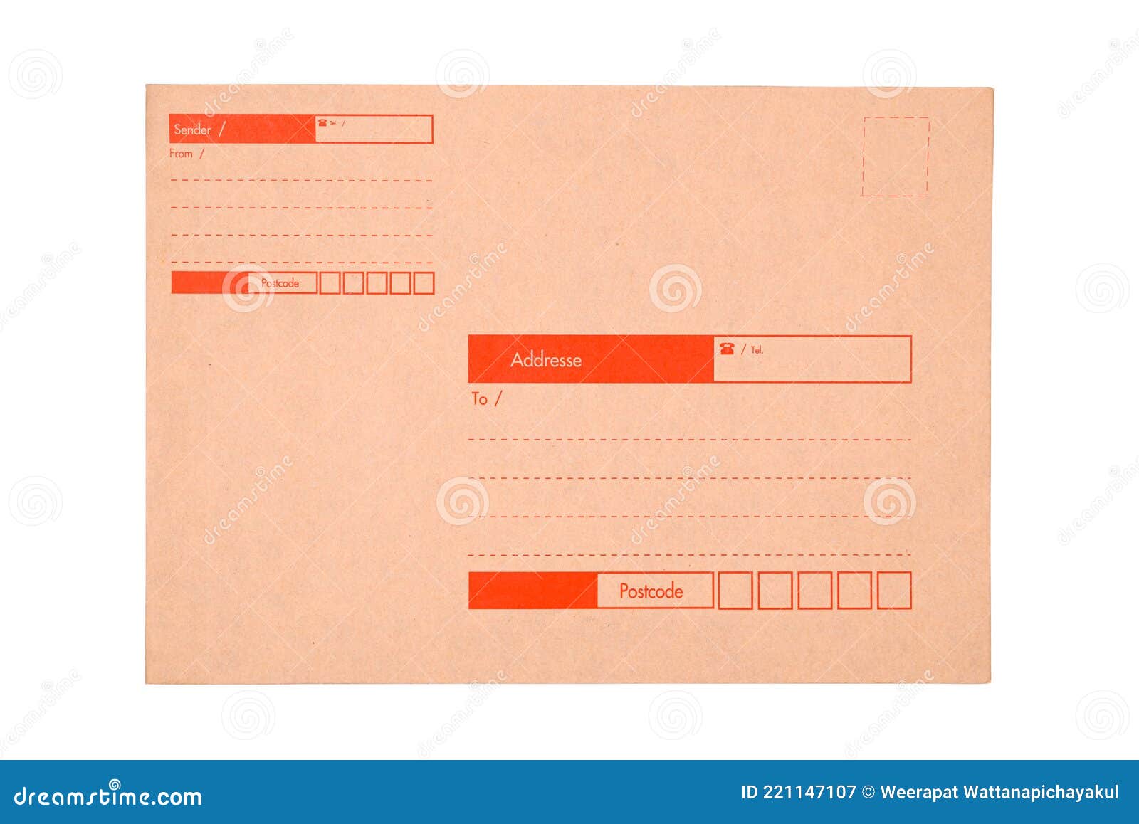 A4 Brown Envelope With Sender And Destination Index Stock Image ...