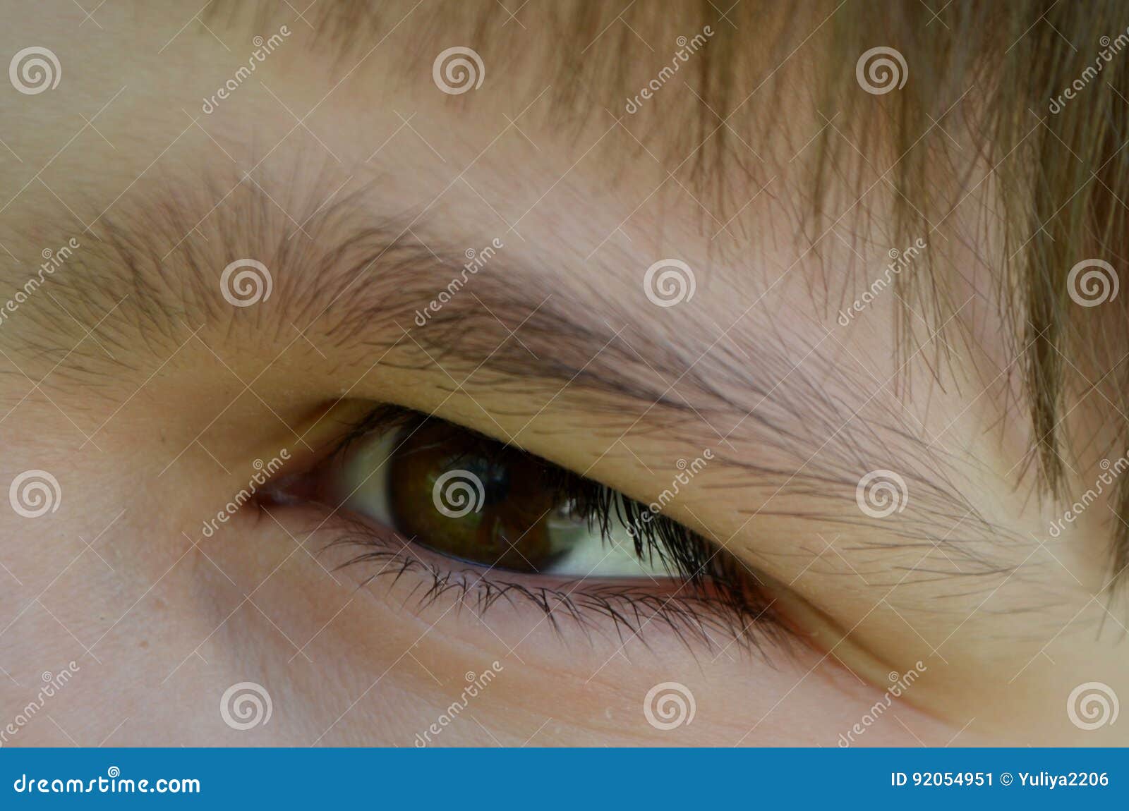 A Brown Eye of a Child Near Stock Image - Image of eyebrows, pupil ...