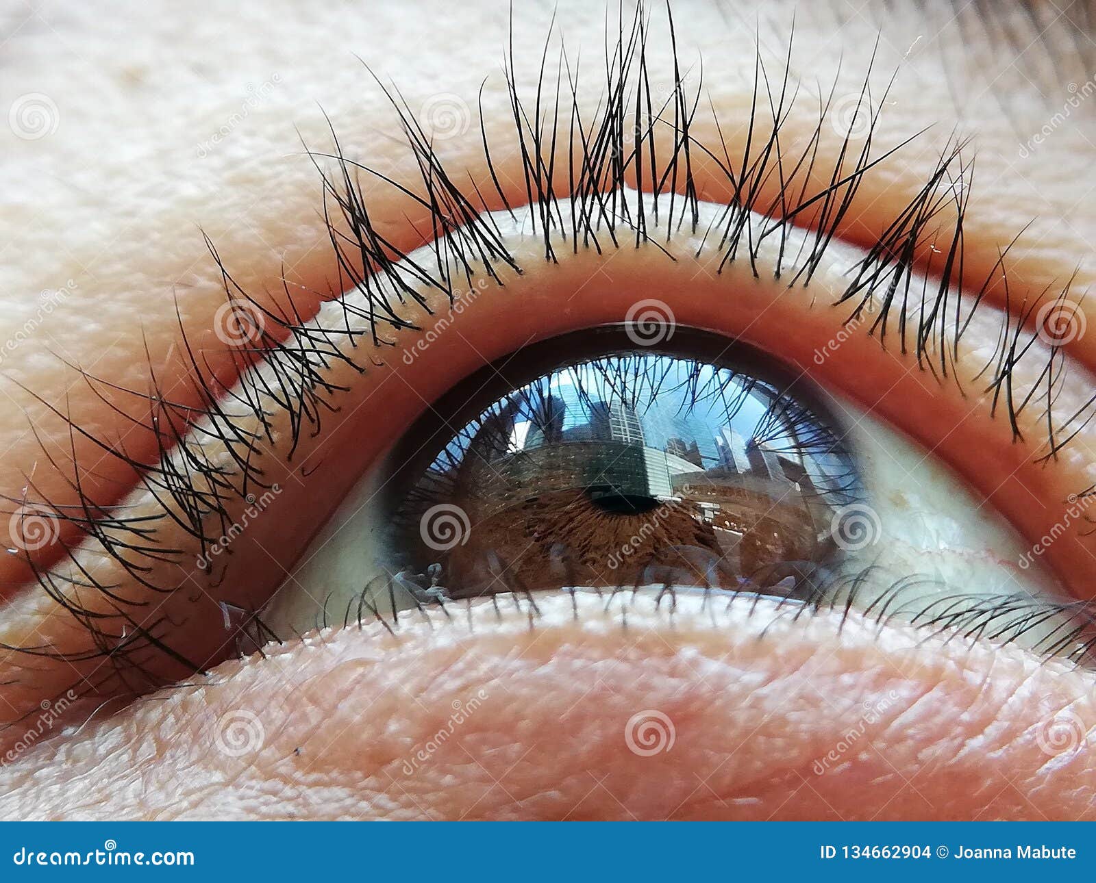 Brown eyes reflection stock photo. Image of hazel, macro - 134662904