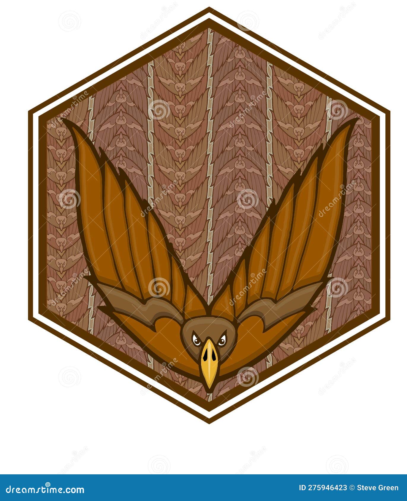 Brown Falcon Design with a Hexagon Background Stock Illustration ...