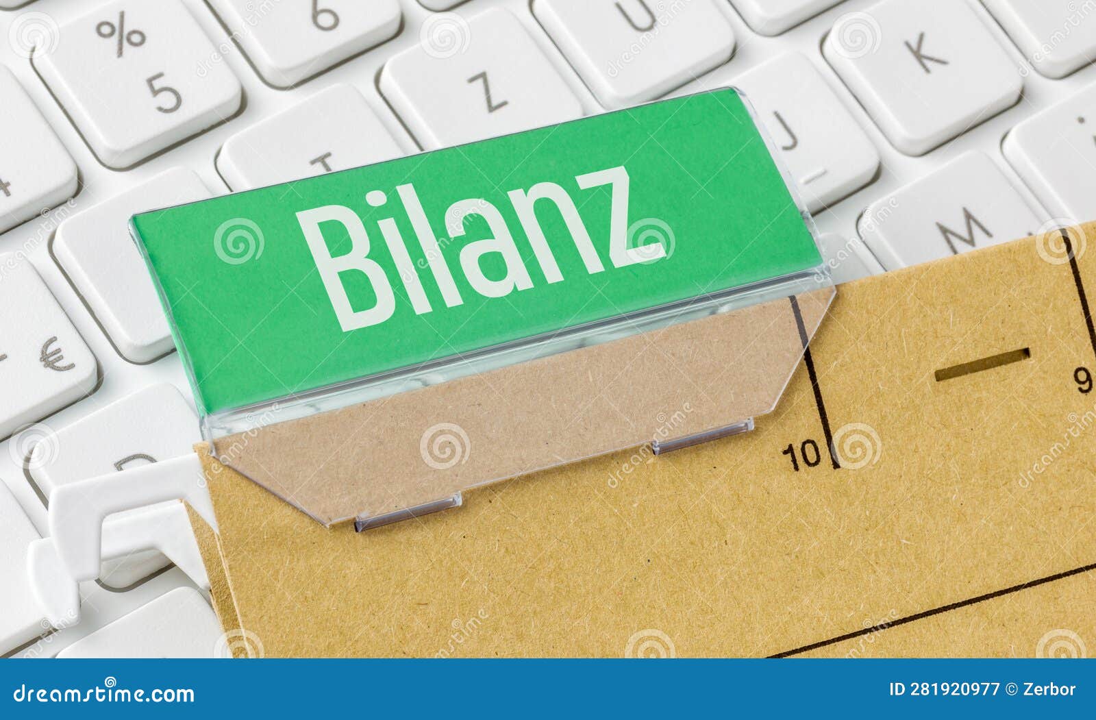 A Brown File Folder Labeled Balance in German Stock Image - Image of ...