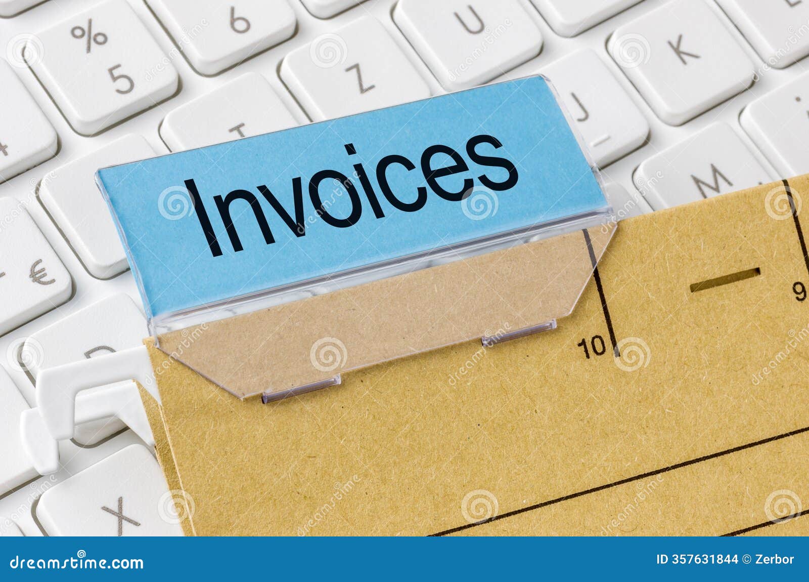 Brown File Folder Labeled with Invoices Stock Photo - Image of ...