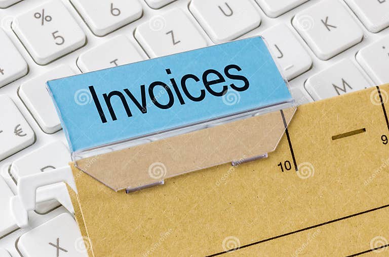 Brown File Folder Labeled with Invoices Stock Photo - Image of ...