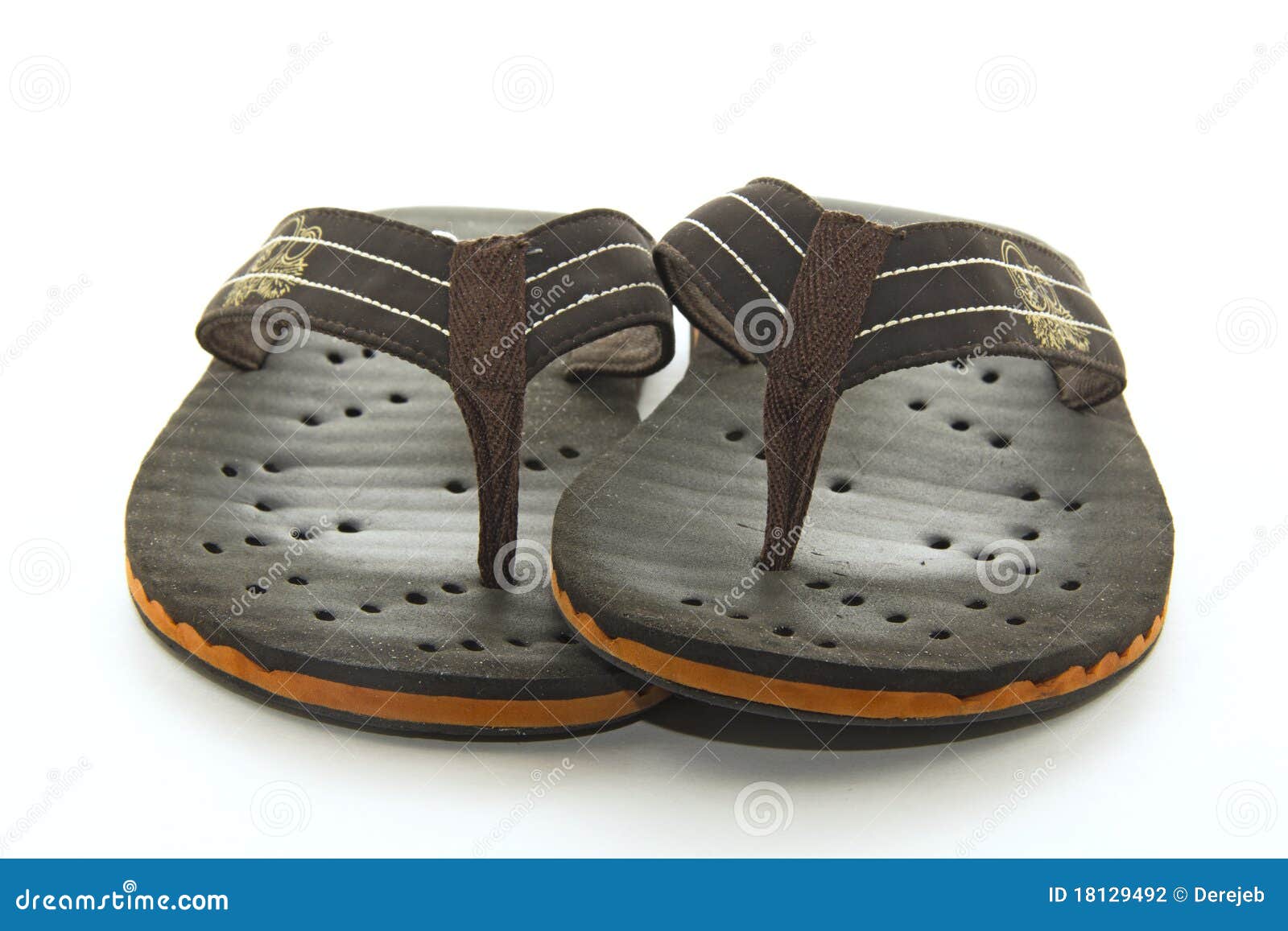 Brown Flip Flops on a White Background Stock Photo - Image of flops ...