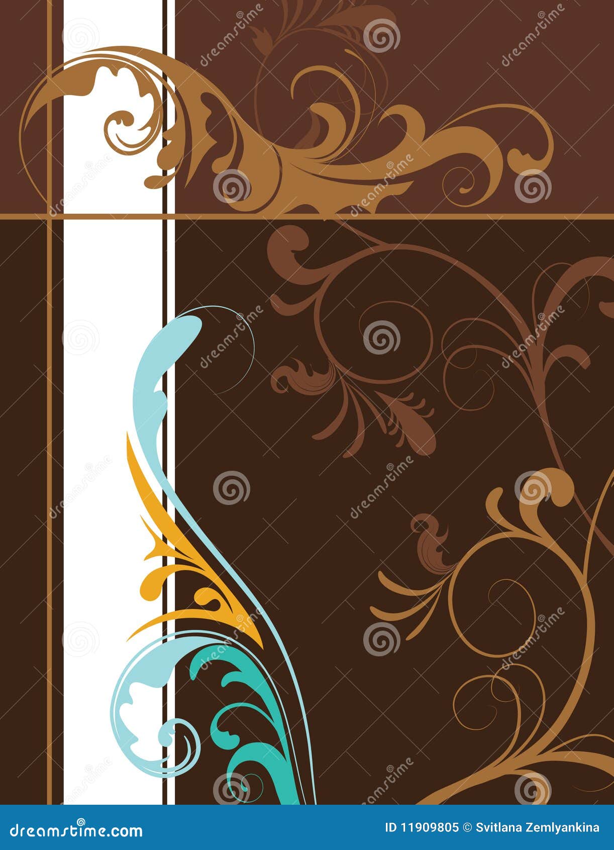 Brown Floral Background with Space for Text. Stock Vector ...