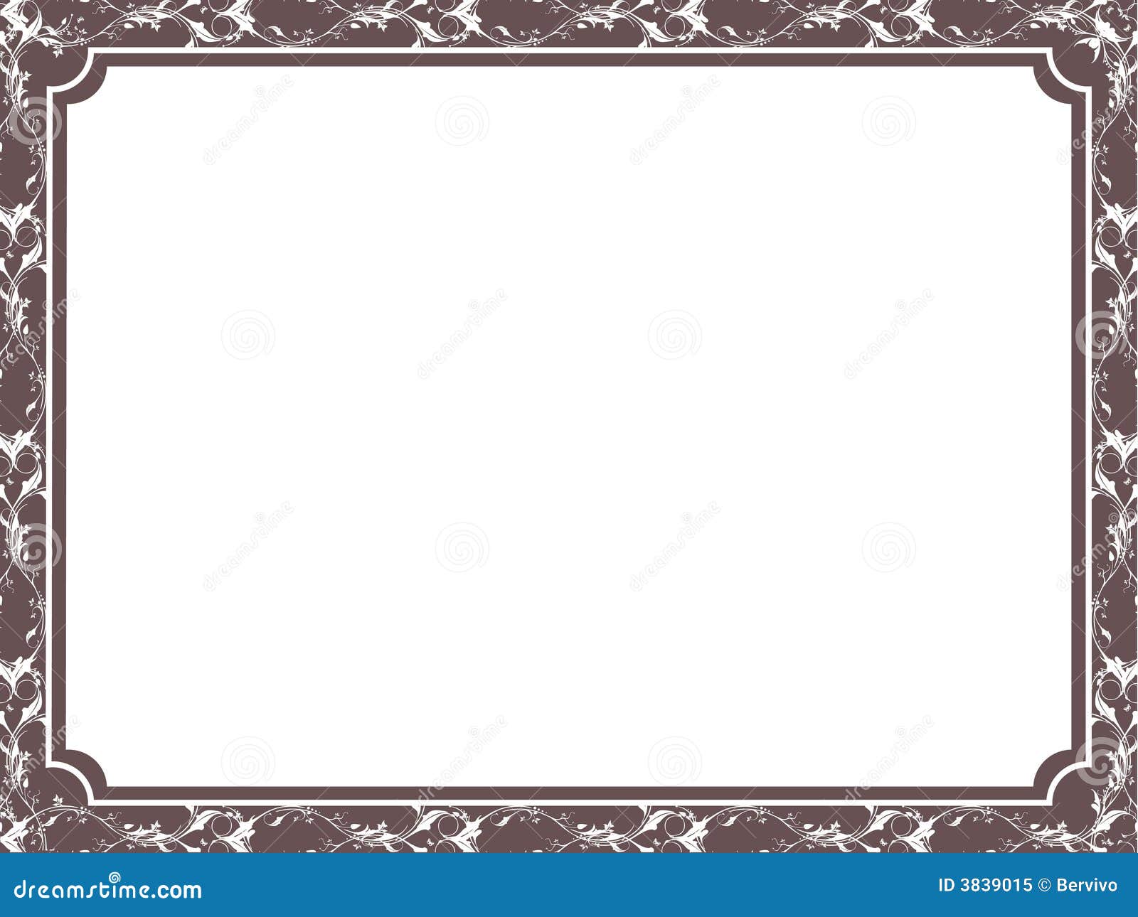 Brown Floral Border on White Background Illustrati Stock Illustration ...