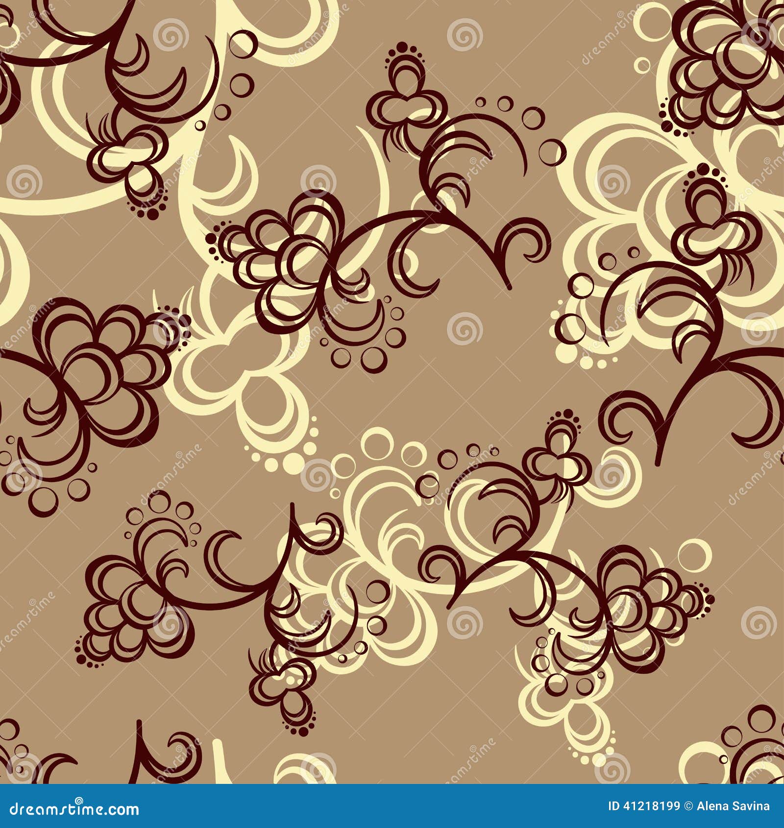 Brown Flower Pattern stock vector. Illustration of ornament - 41218199