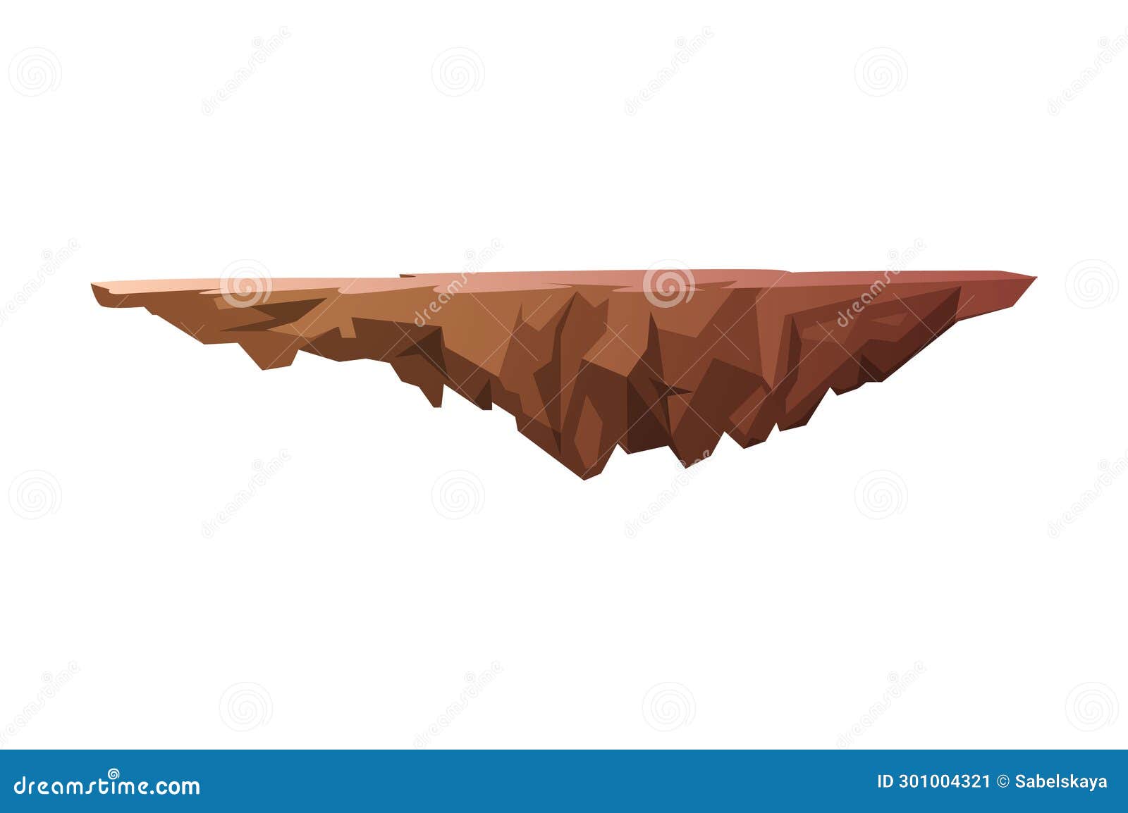 Brown Flying Rock Level Platform Flat Style, Vector Illustration Stock ...