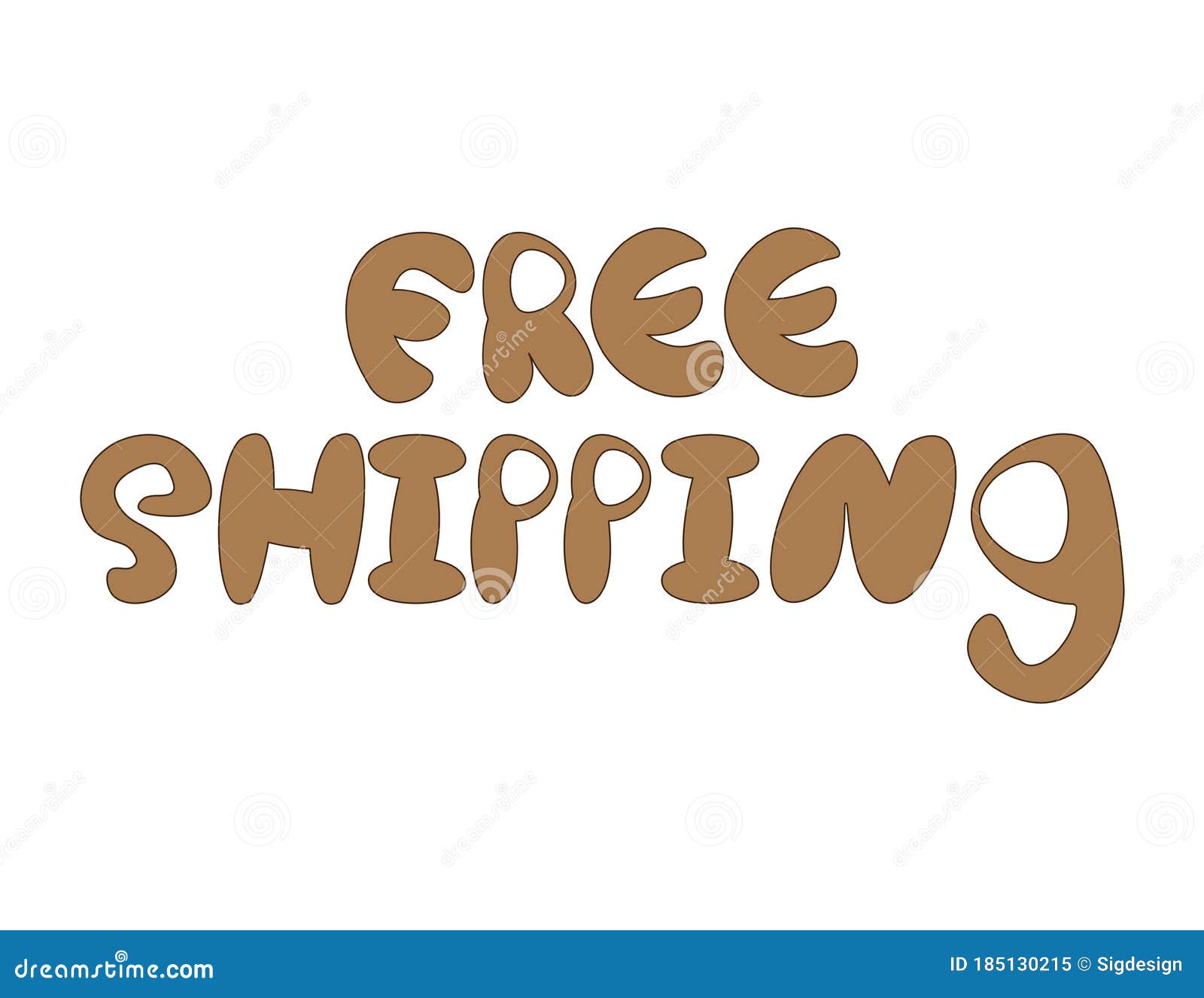 Brown Free Shipping Banner - Brown Text Stock Vector - Illustration of ...